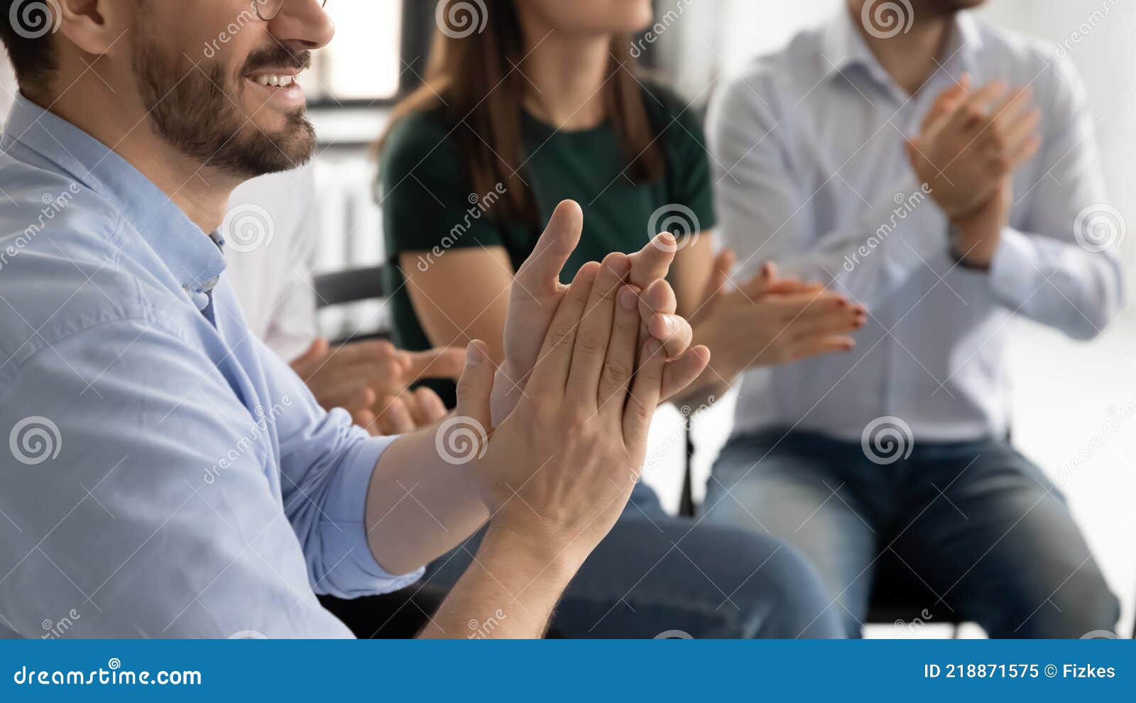 Arms of Audience Applauding Presenter, Thanking for Good Stock Image ...