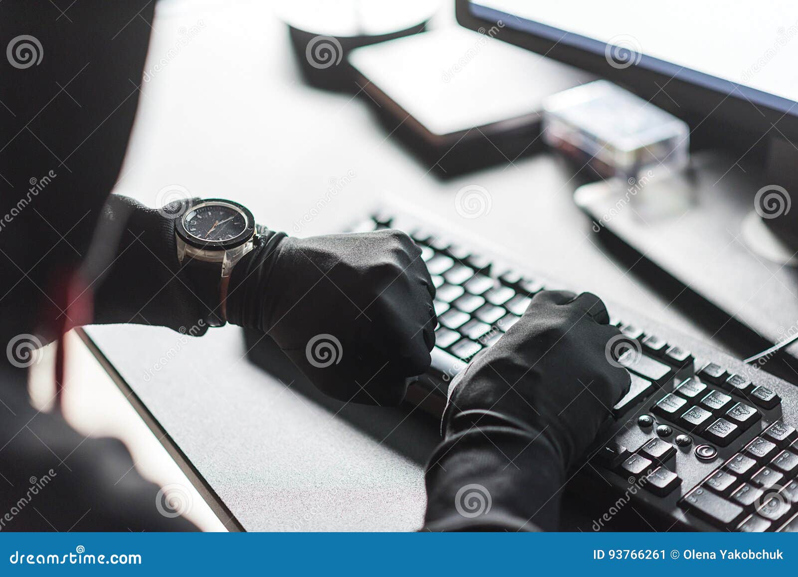 Arms of Computer Burglar Noting Down Time Stock Image - Image of risk ...