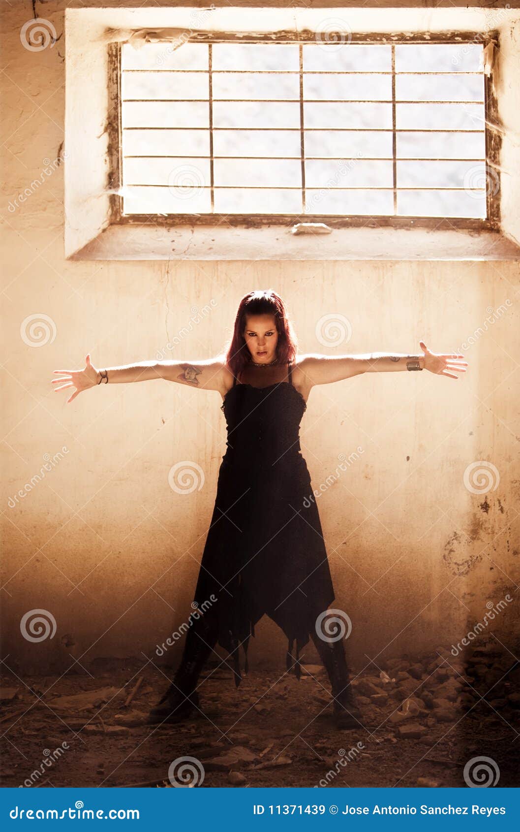 Arms raised gothic girl stock image. Image of beautiful - 11371439