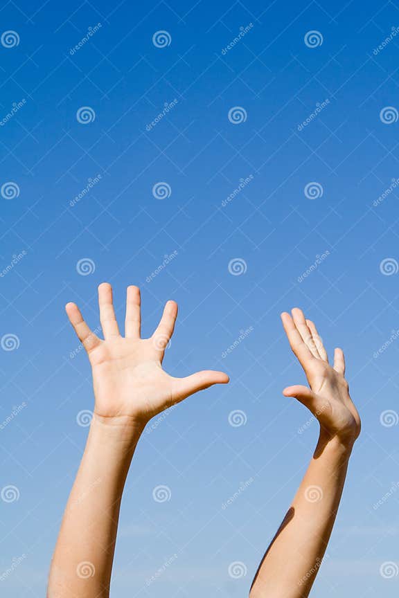 Arms raised hands reaching stock image. Image of desperate - 5077617