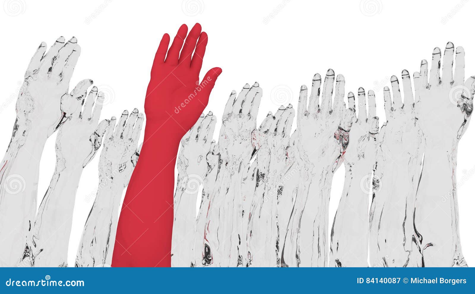 Arms Raised with One Red Standing Out Stock Illustration - Illustration ...