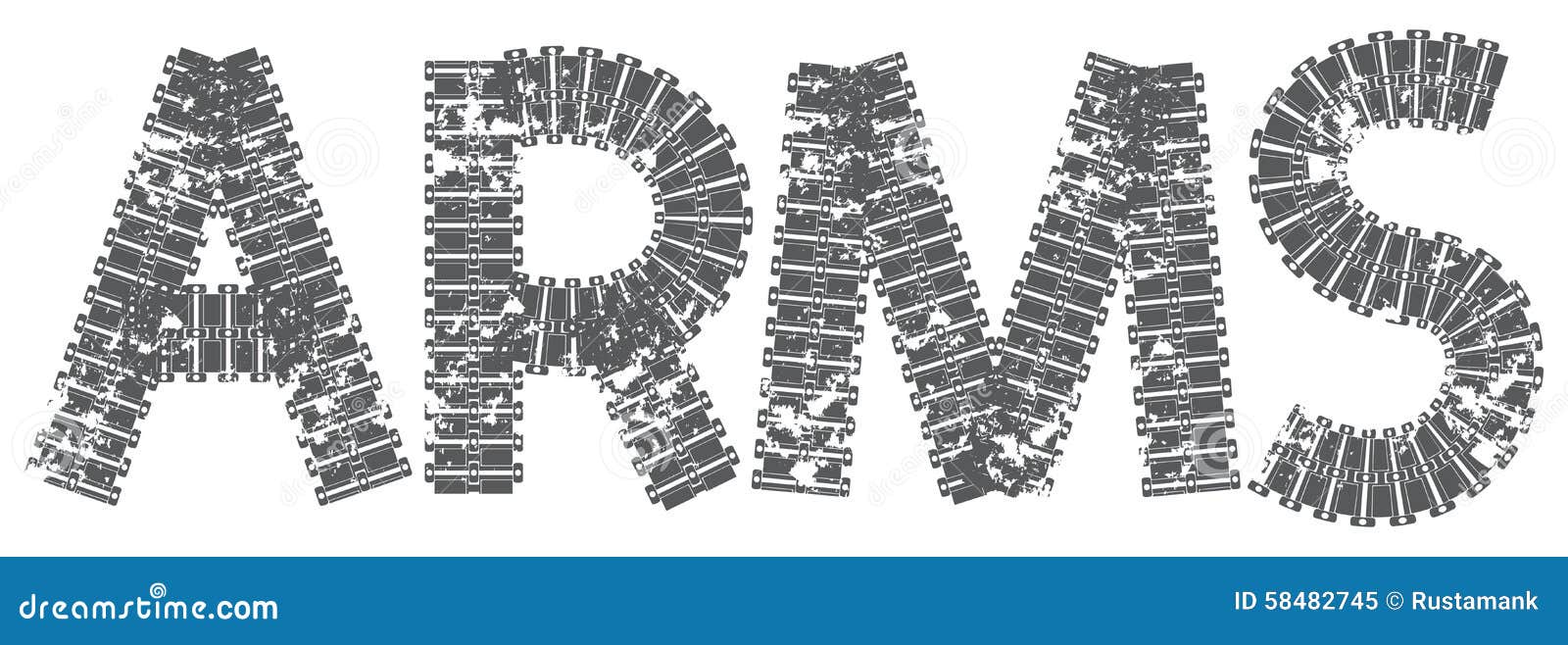 Arms Text with the Letters Made of Tank Tracks Stock Vector ...