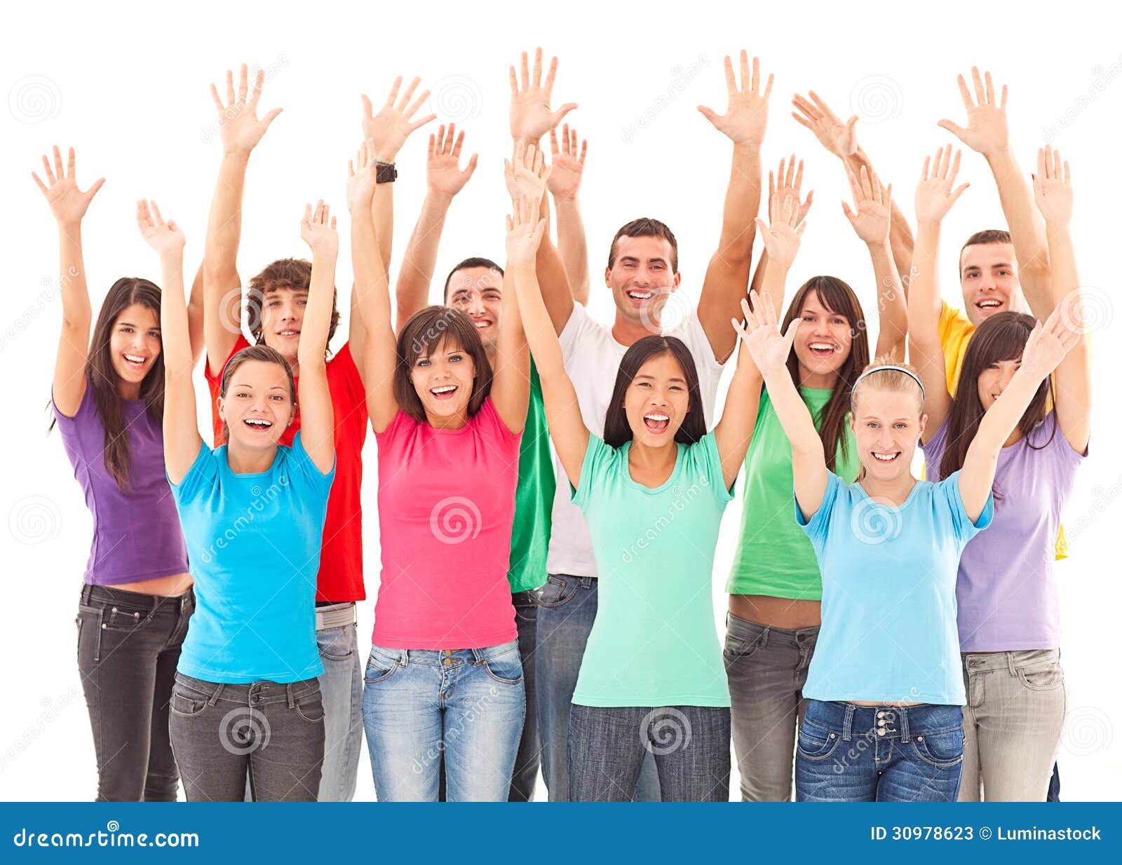 Arms Up! stock image. Image of multiethnic, shot, beautiful - 30978623