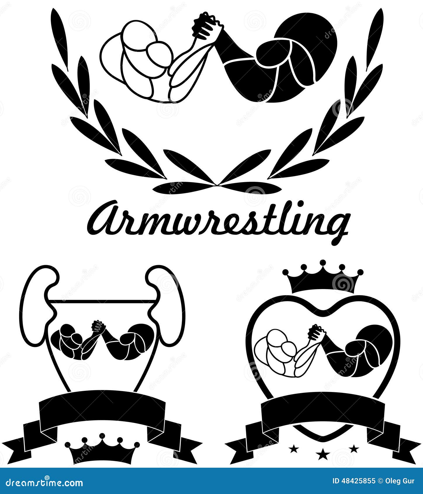 Armwrestling Sport. Two Arms Competing. Red And Blue Sleeve Opponent ...