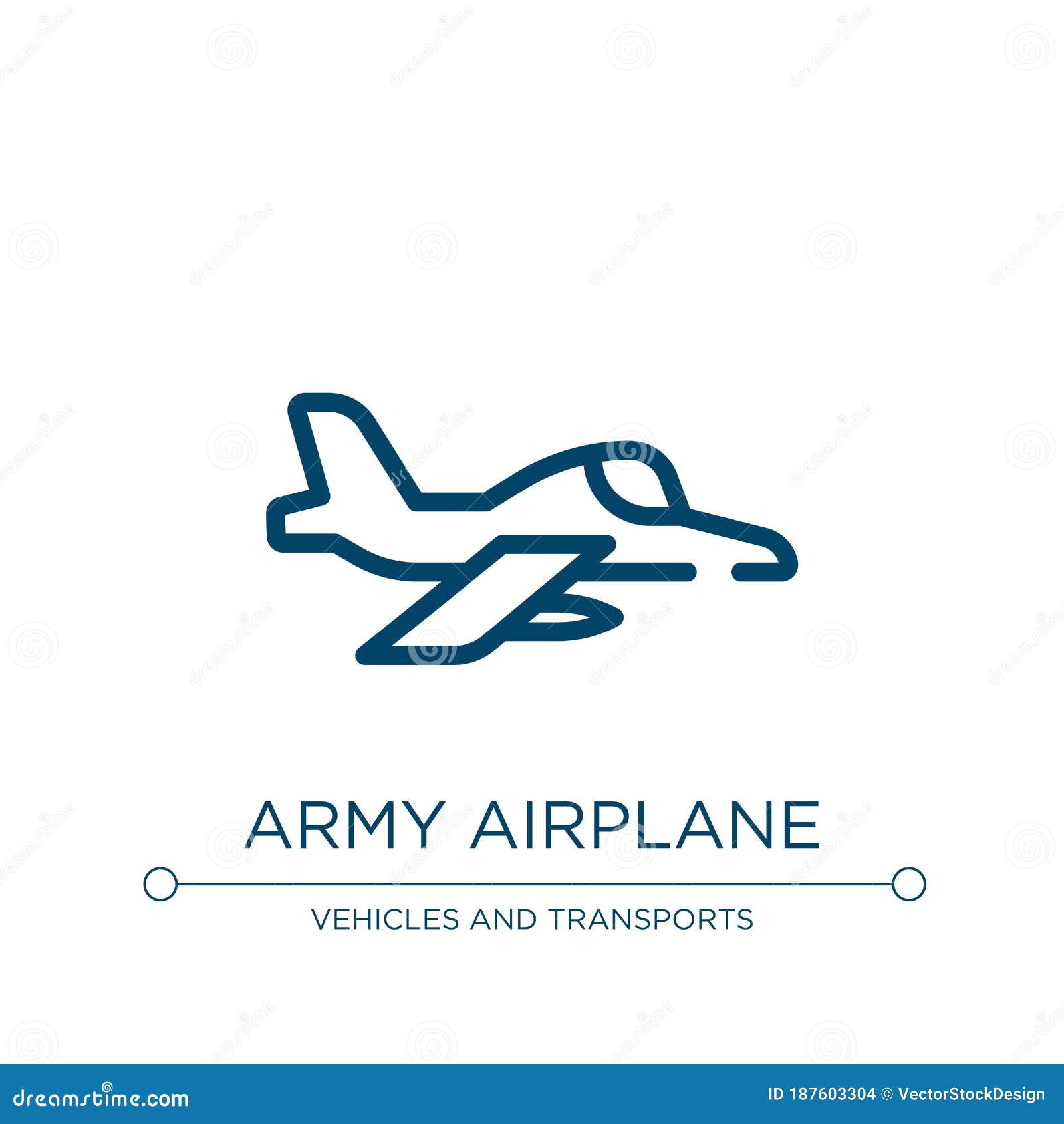 Army Airplane Icon. Linear Vector Illustration from Airplanes ...