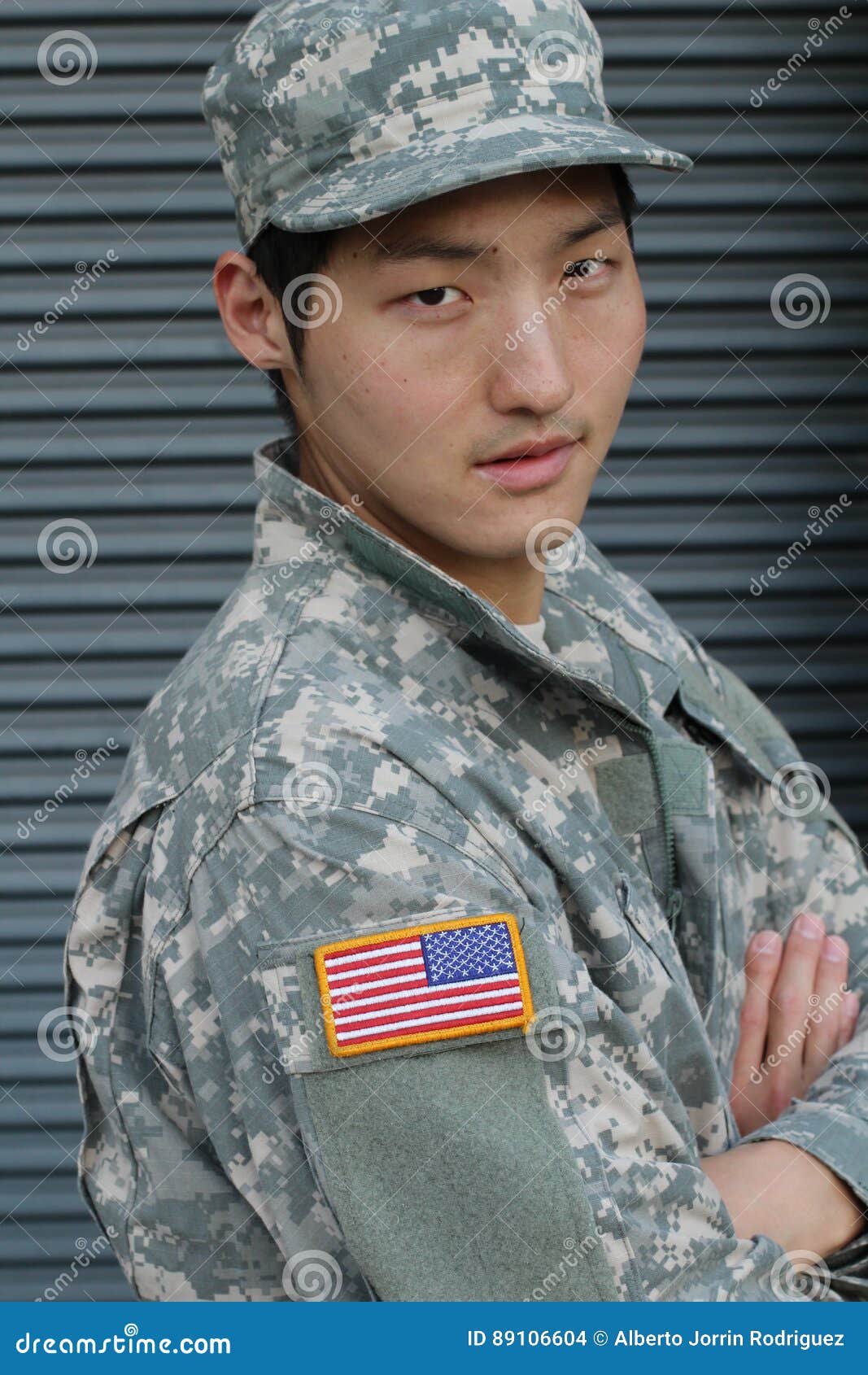 Army Asian Male on Gray Background Stock Photo - Image of korean ...