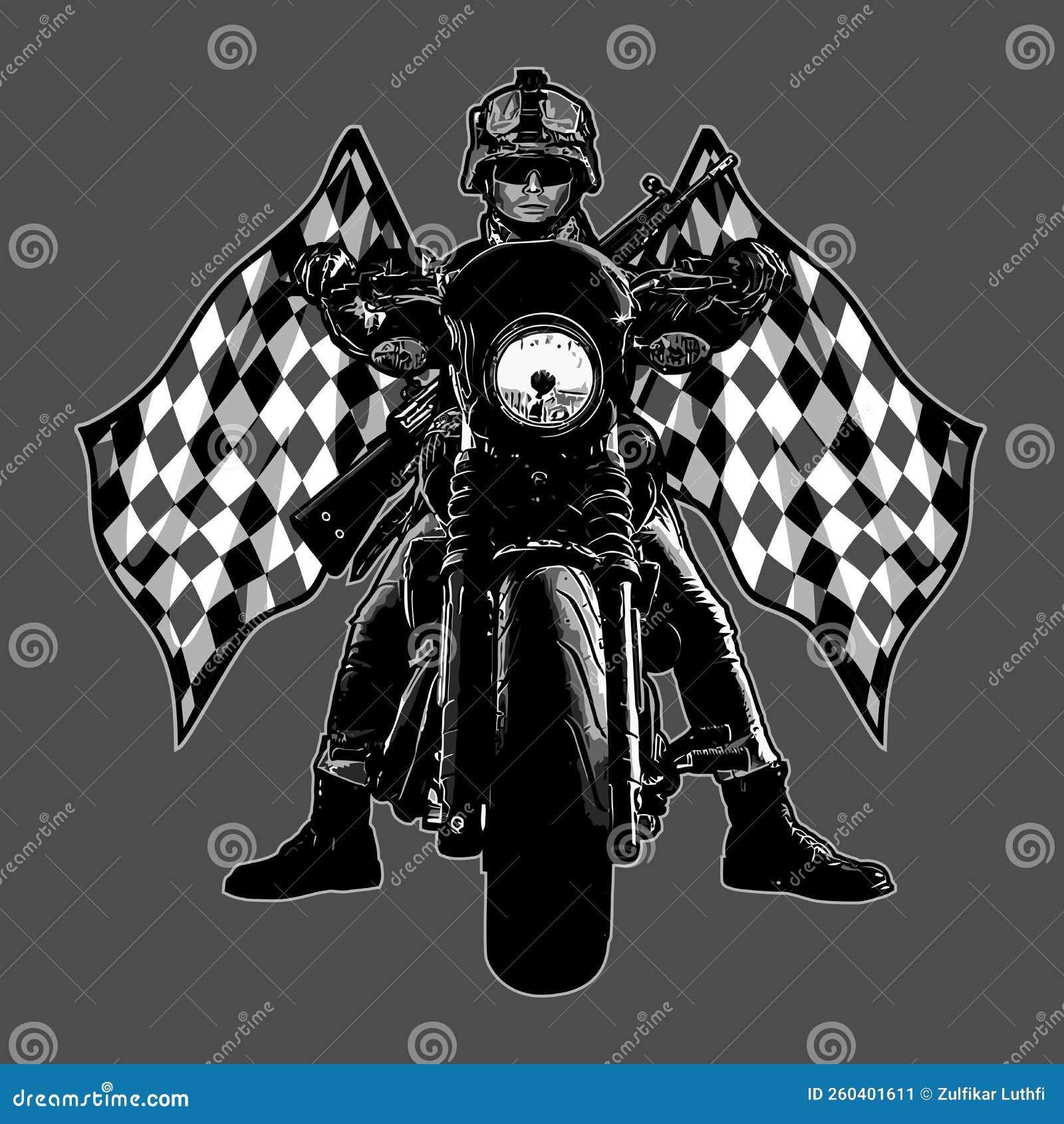 Army biker stock vector. Illustration of clothing, black - 260401611
