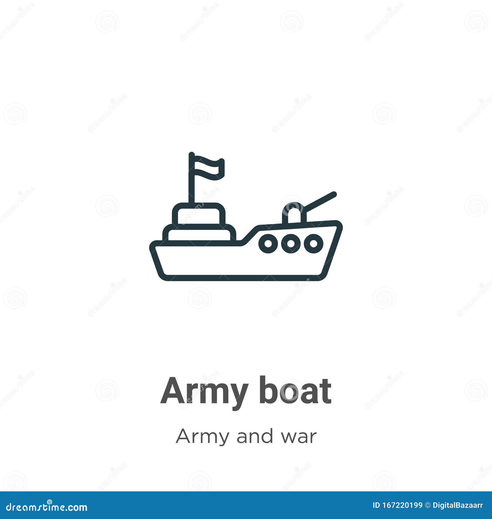 Army Boat Outline Vector Icon. Thin Line Black Army Boat Icon, Flat ...