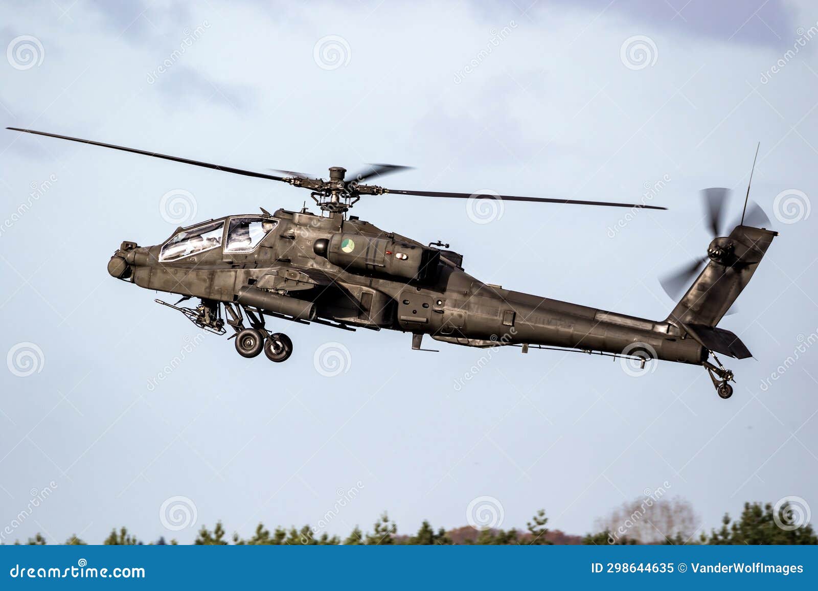Army Boeing AH-64D Apache Attack Helicopter in Flight. Eindhoven, the ...