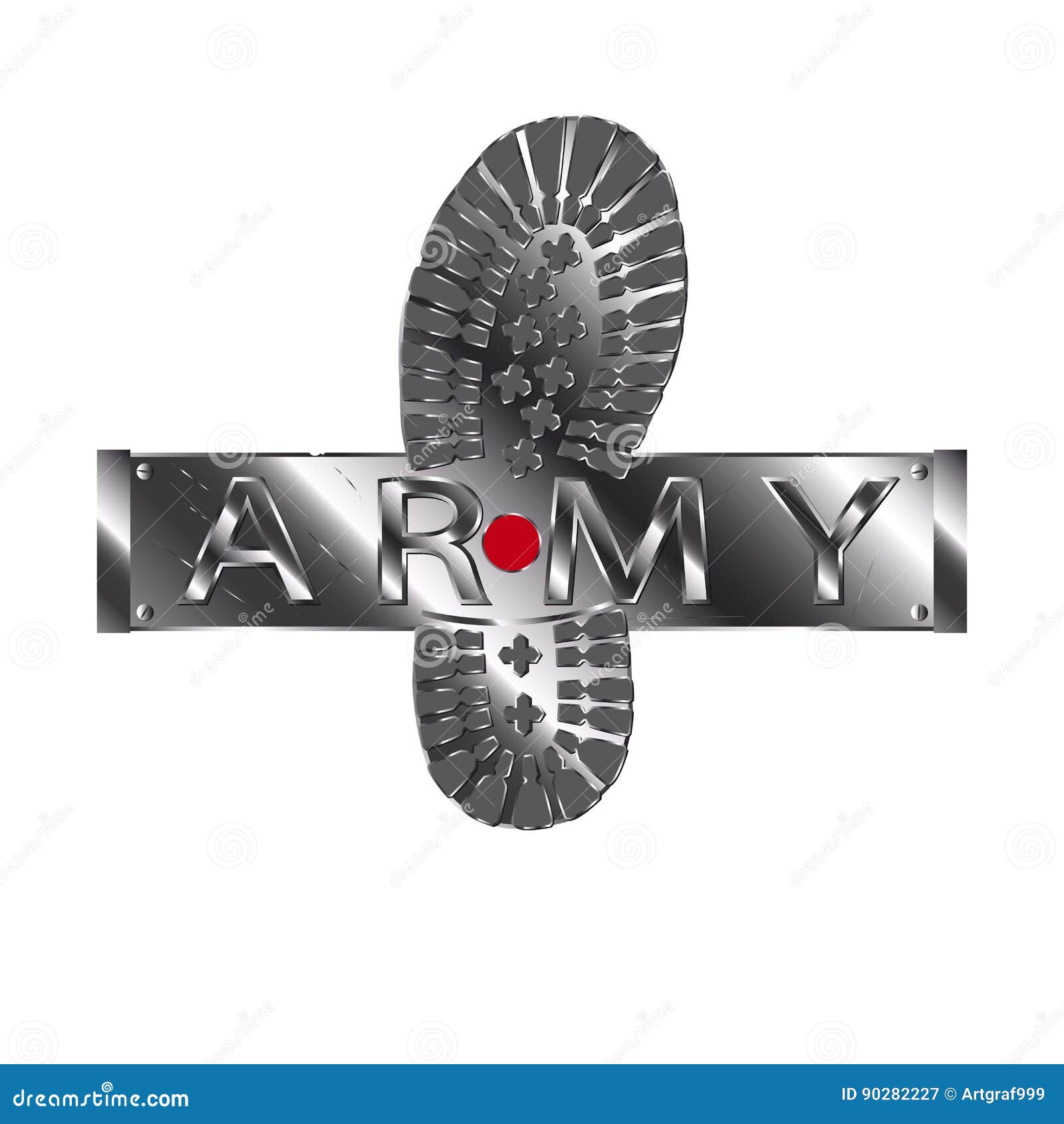 Army boot metallic stock illustration. Illustration of footprint - 90282227