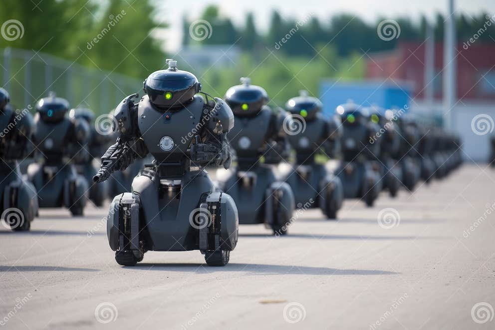 Army Bots Marching in Formation Stock Illustration - Illustration of ...