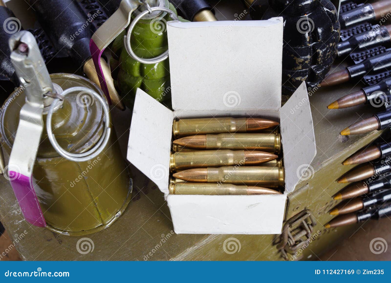 Army Box of Ammunition with AK47 Rifle and Ammunition Stock Image ...