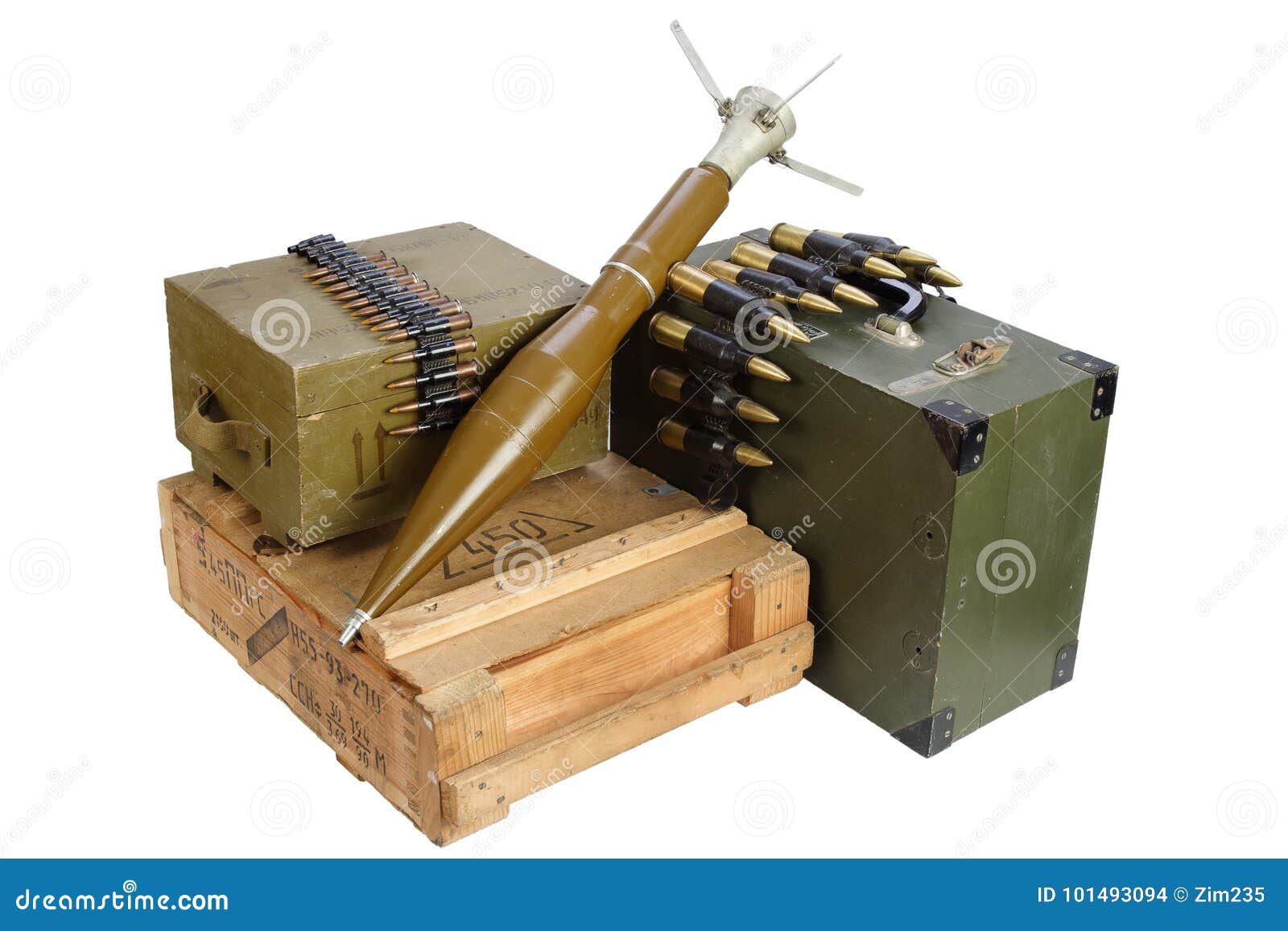 Army Box of Ammunition with Rocket-propelled Grenade Stock Photo ...