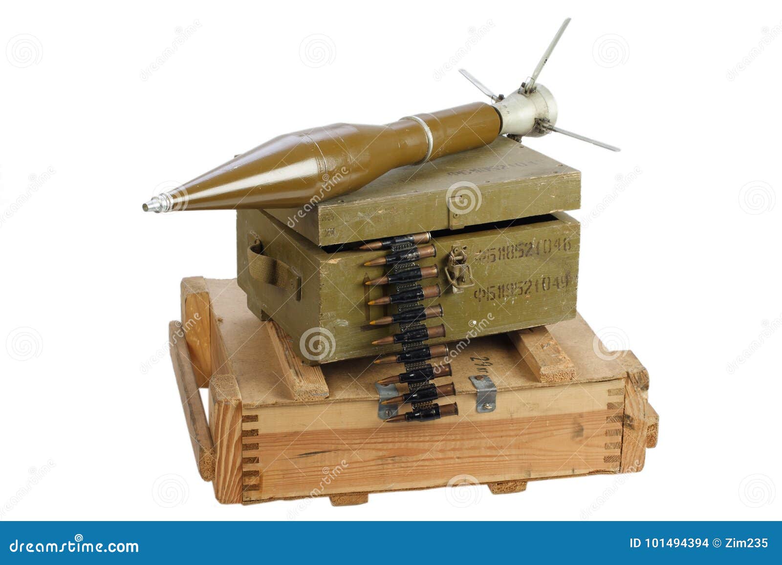 Army Box of Ammunition with Rocket-propelled Grenade Stock Photo ...