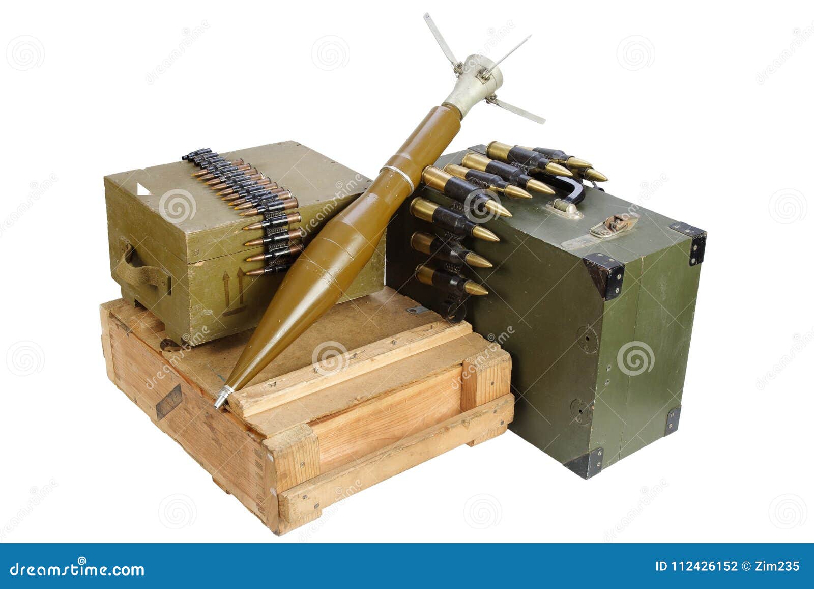 Army Box of Ammunition with Rocket-propelled Grenade Stock Photo ...