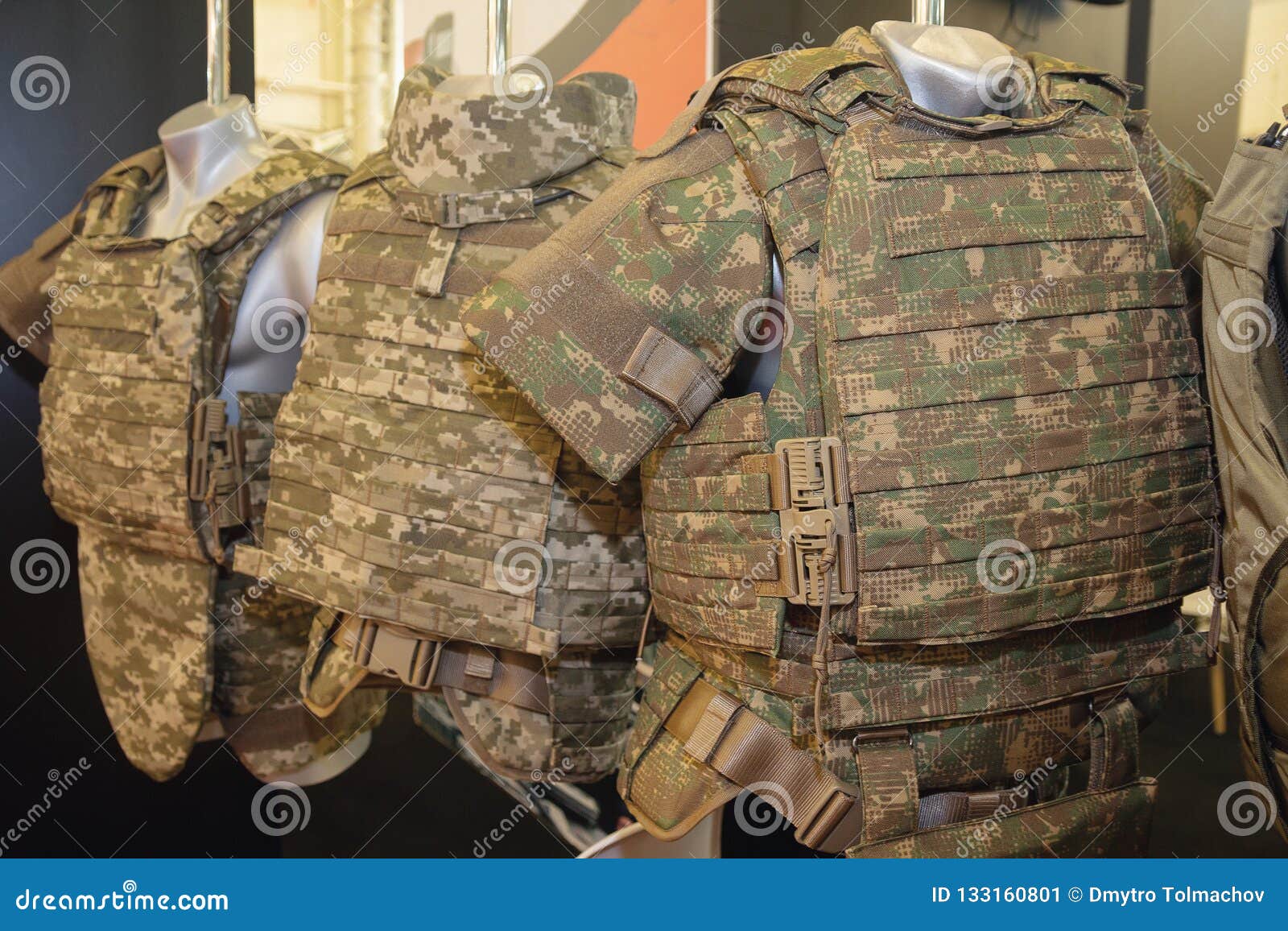 Army Camouflaged Body Armor in the Store Stock Image - Image of armed ...