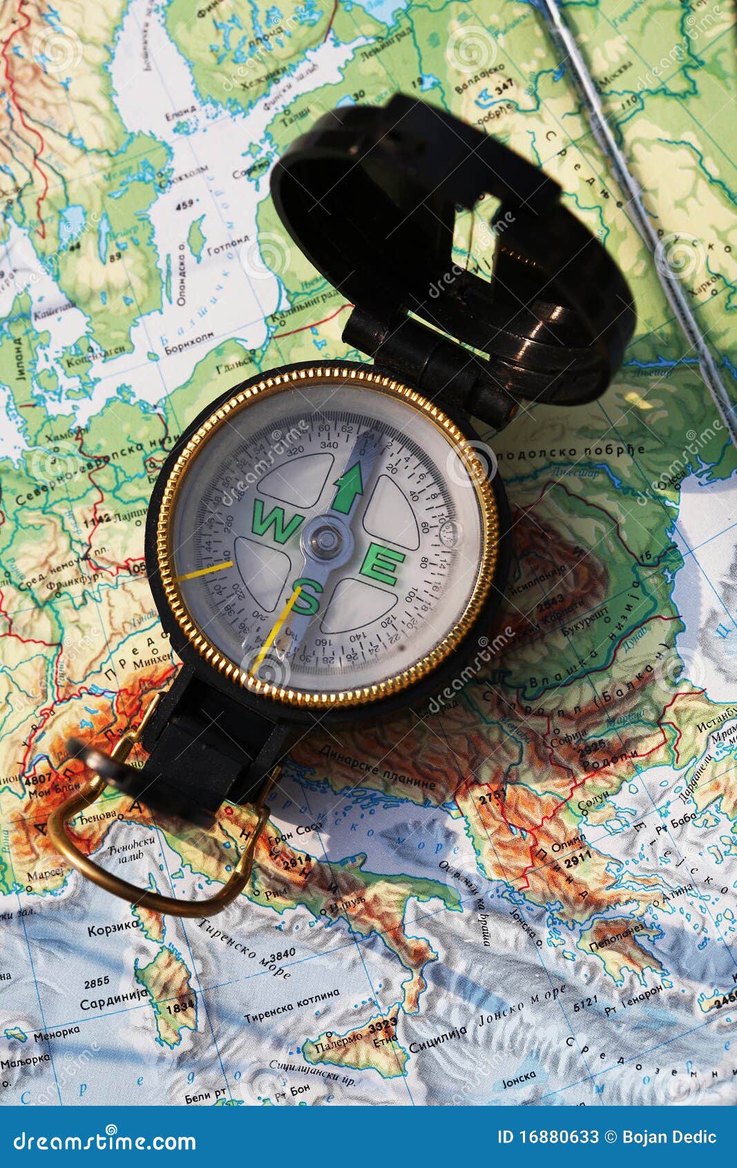 Army compass and the map stock image. Image of west, europe - 16880633