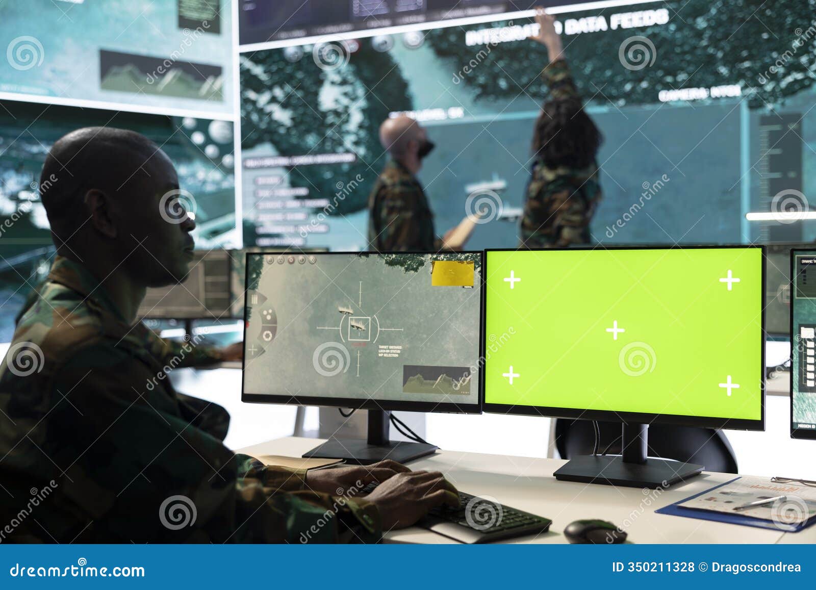 Army Conscript Uses Green Screen and Radar Surveillance Imagery Stock ...