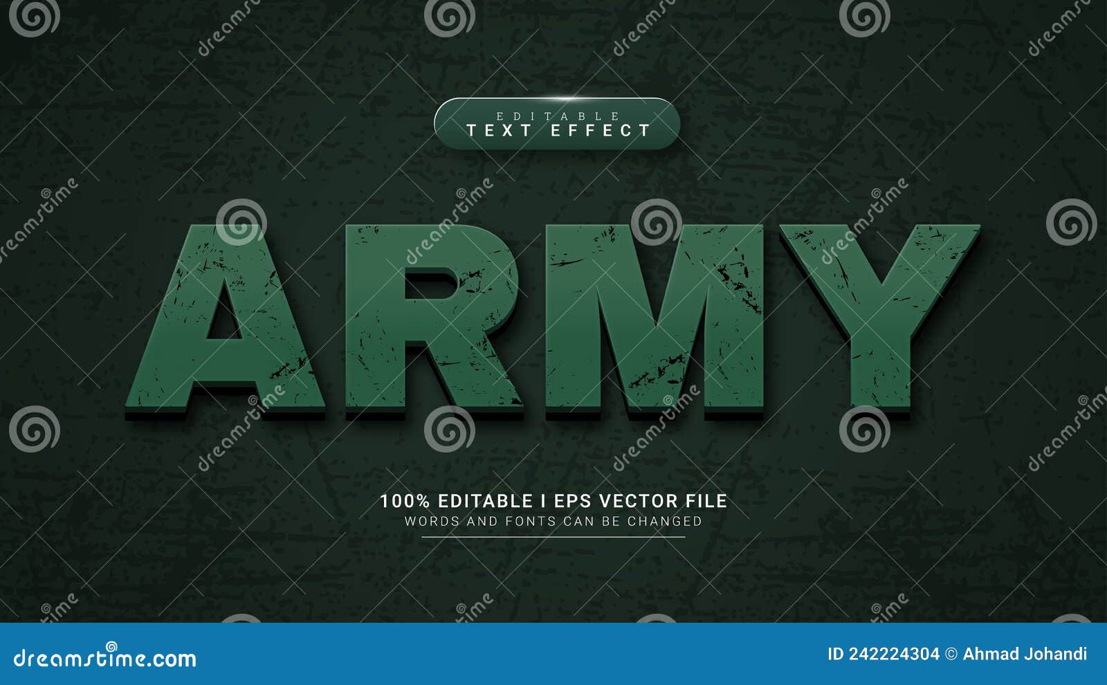 Army 3d Text Style Effect Template Stock Vector - Illustration of ...