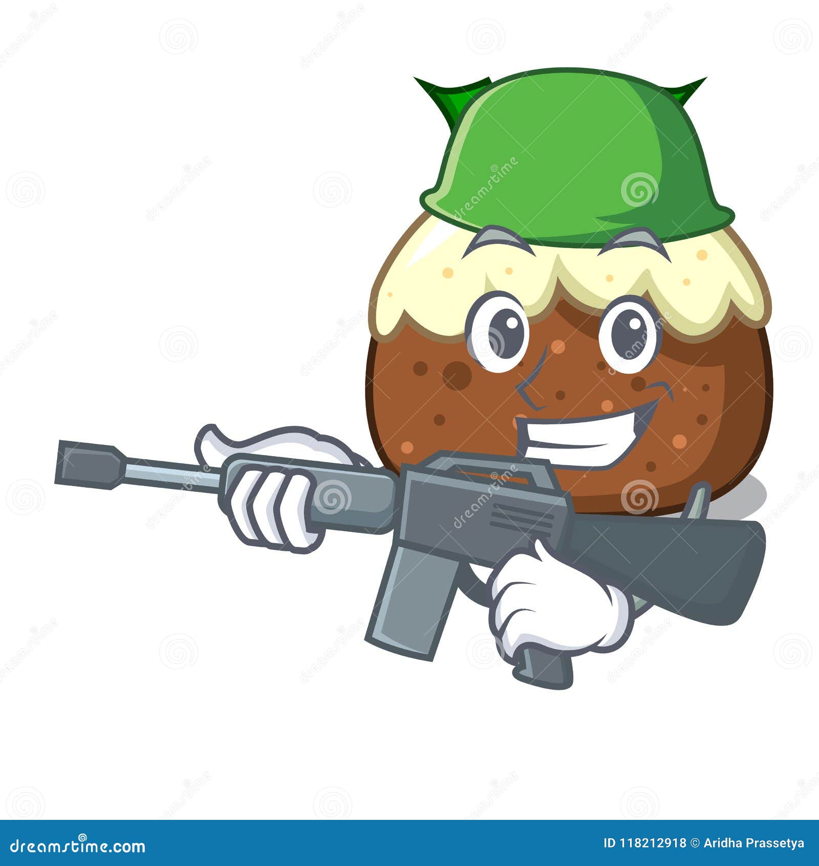 Army Fruit Cake Character Cartoon Stock Vector - Illustration of guard ...