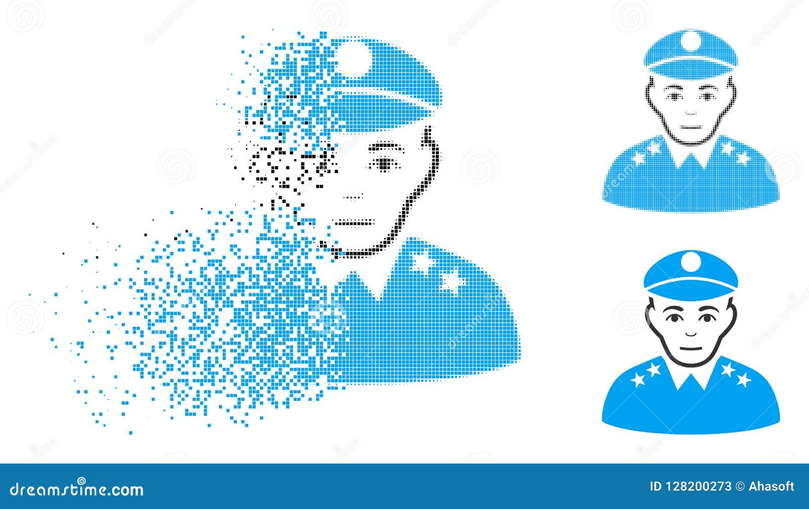 Dissipated Pixel Halftone Army General Icon with Face Stock Vector ...