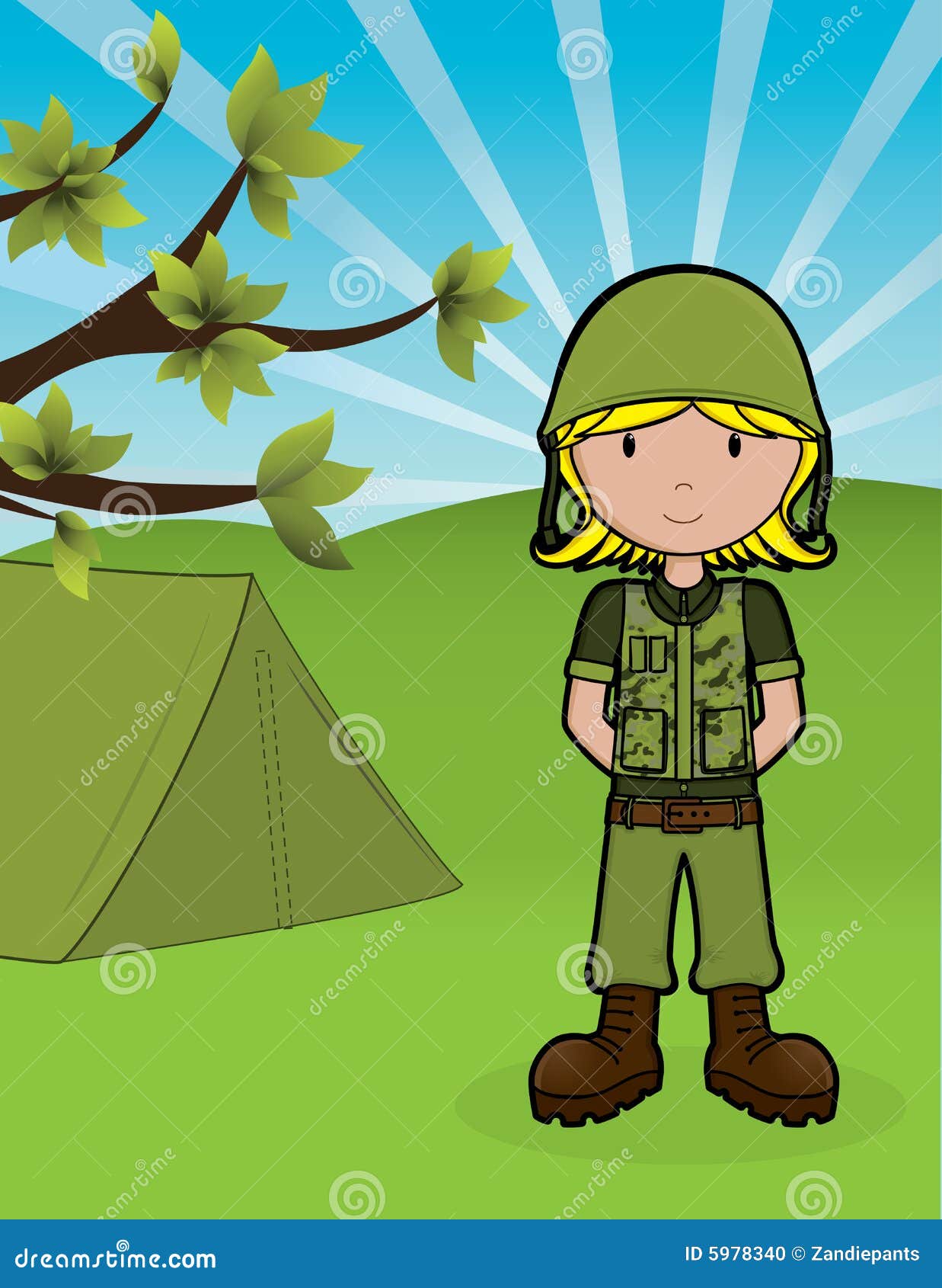 Army Girl stock vector. Illustration of girl, belt, drawn - 5978340