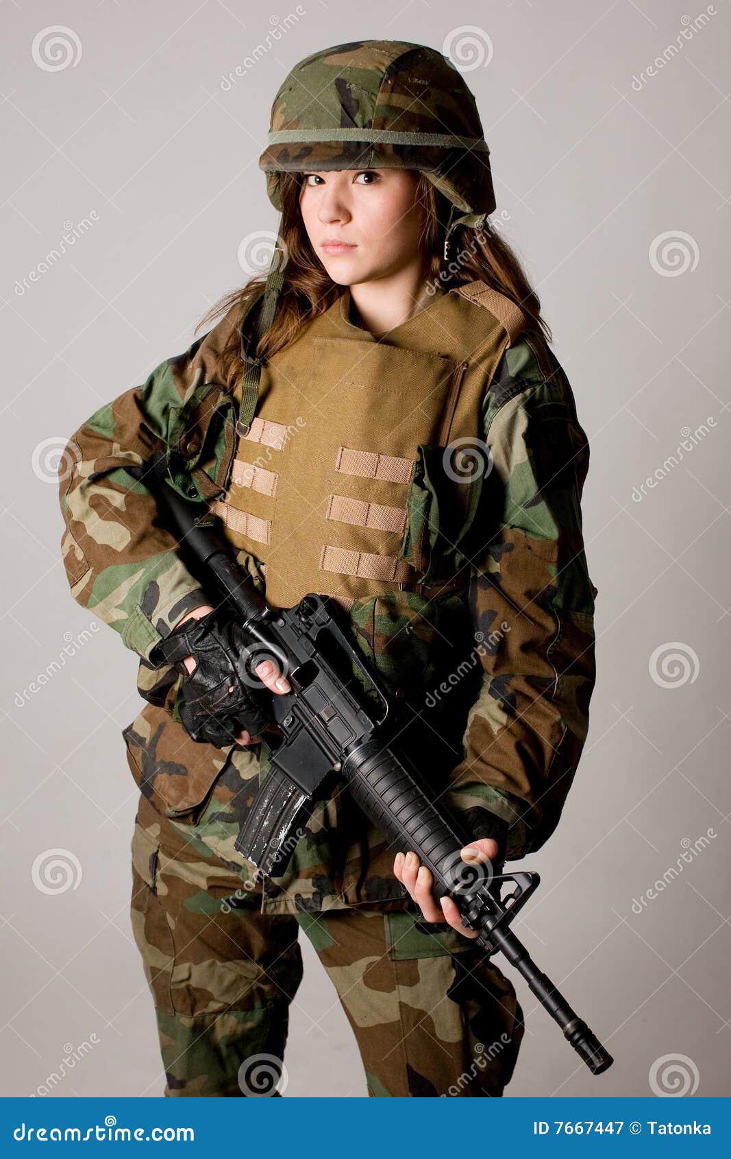 Army Girl With Gun Stock Image | CartoonDealer.com #6457057