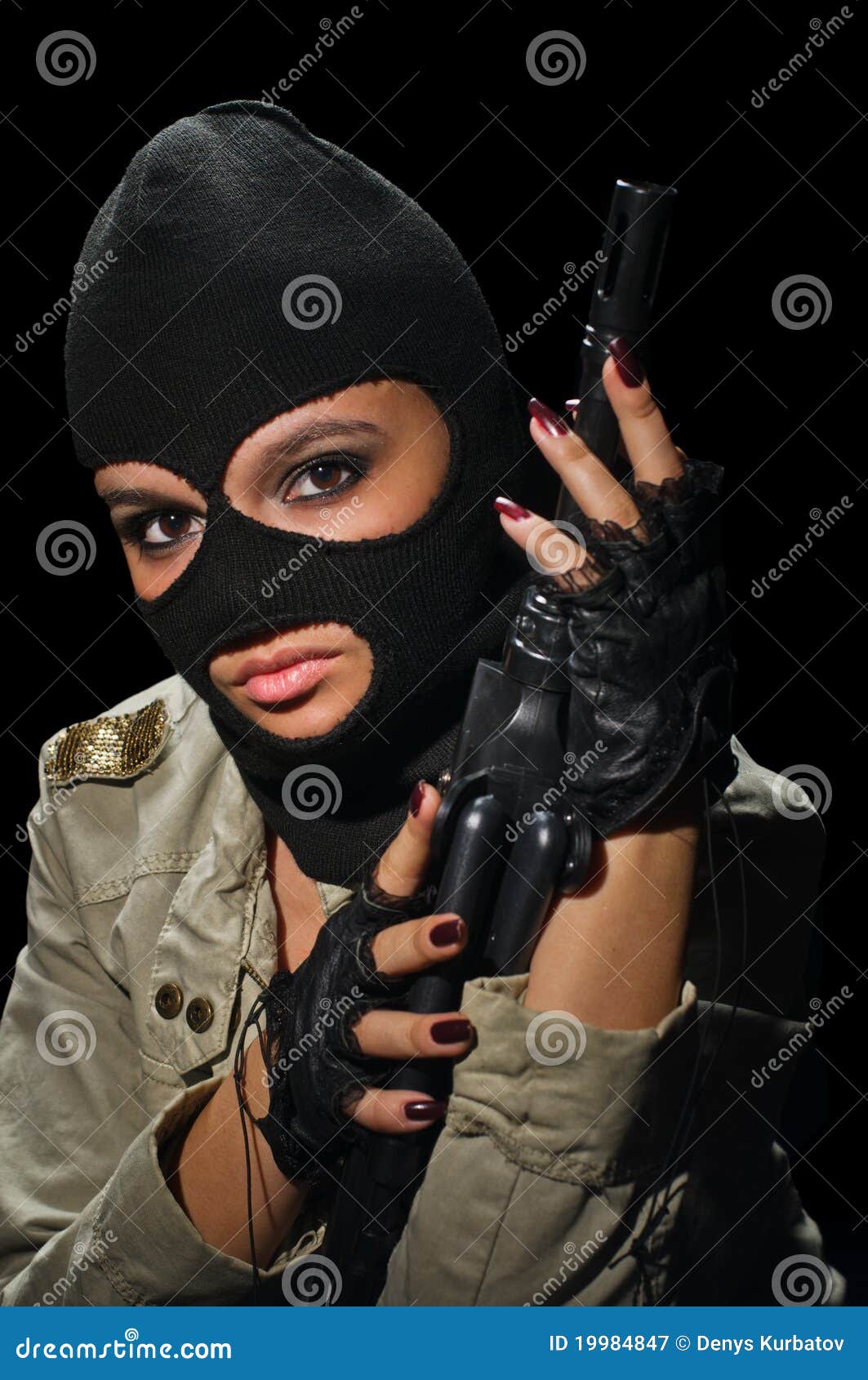 Army girl in mask stock image. Image of assault, bearing - 19984847