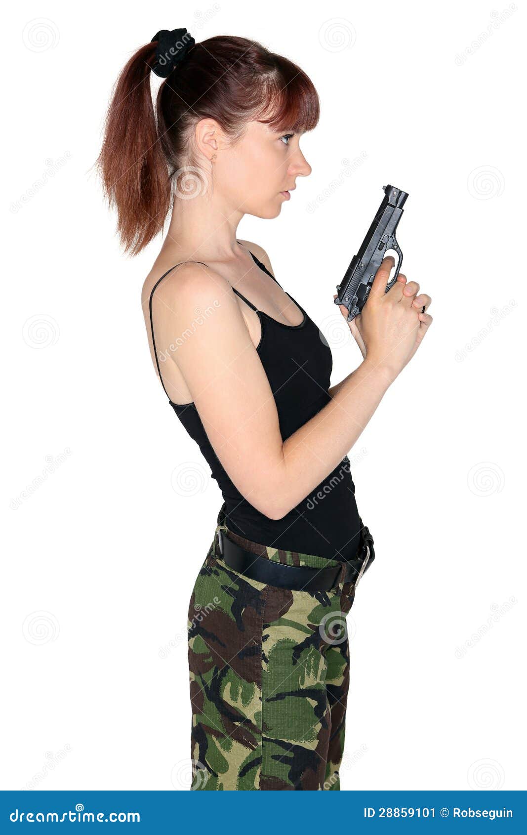 Army girl pointing a gun stock image. Image of seal, assassin - 28859101