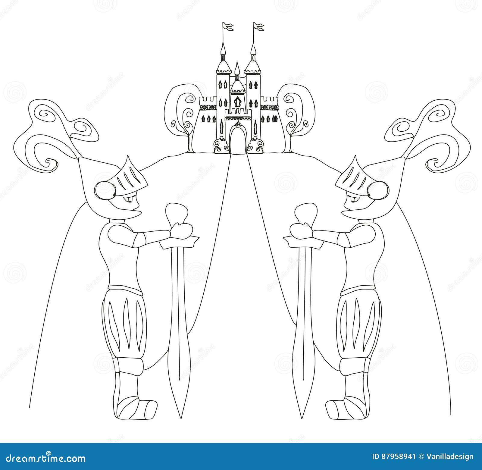 Army Guarding Castle Cartoon Vector | CartoonDealer.com #87958941