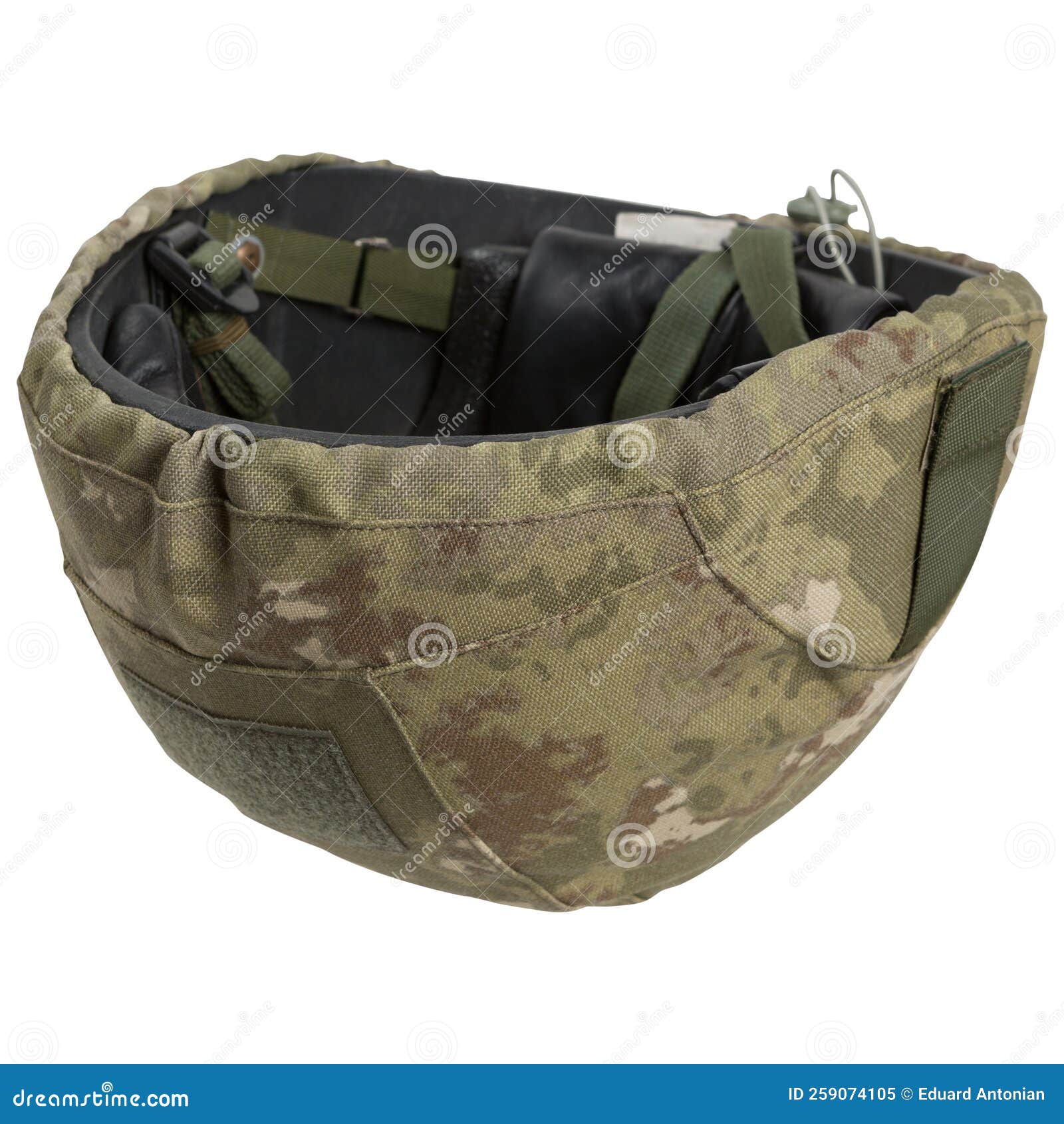 Army Helmet Upside Down, with Camouflage Cover for Camouflage, on a ...