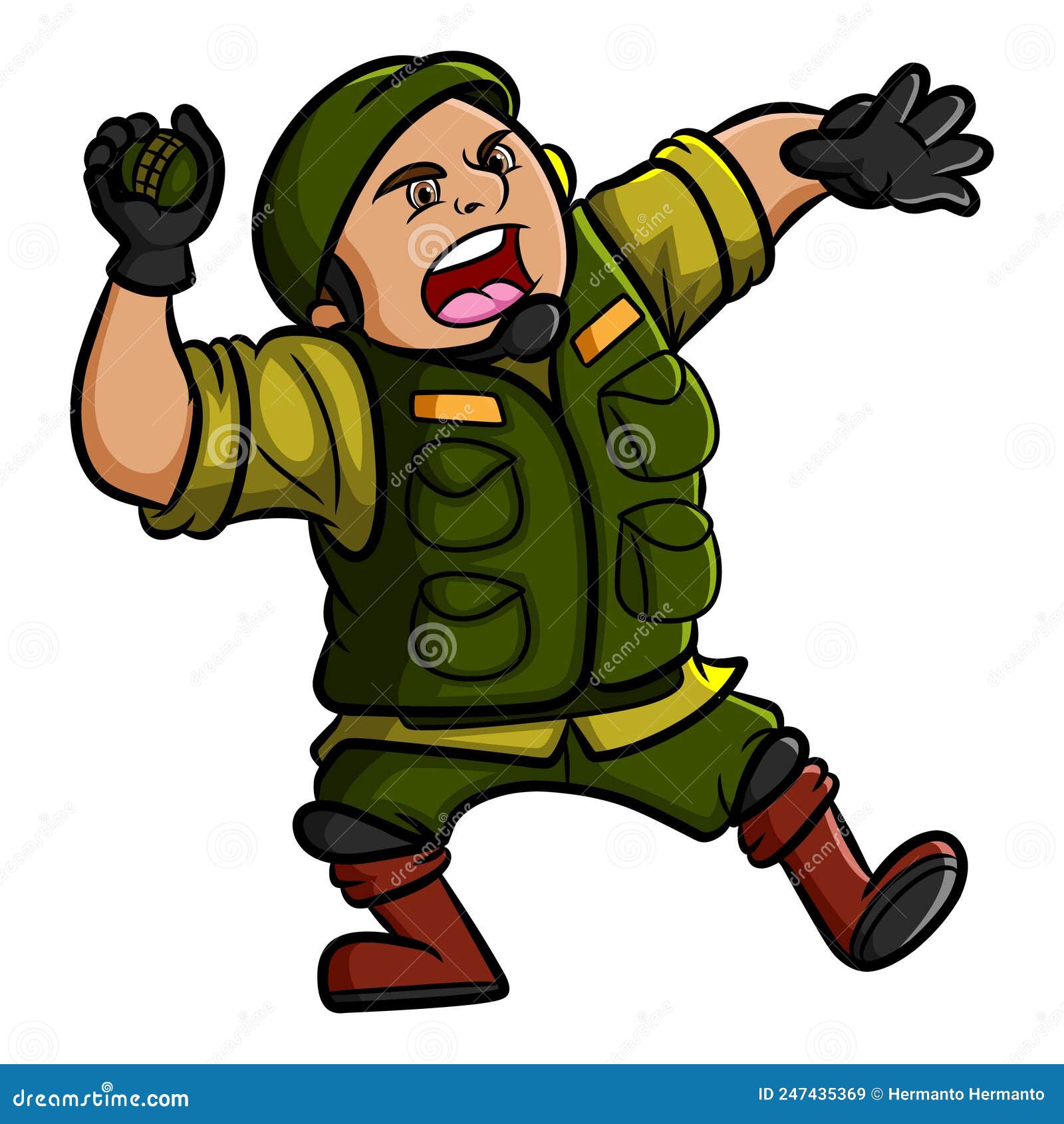 The Army is Holding and Throwing the Grenade Stock Vector ...