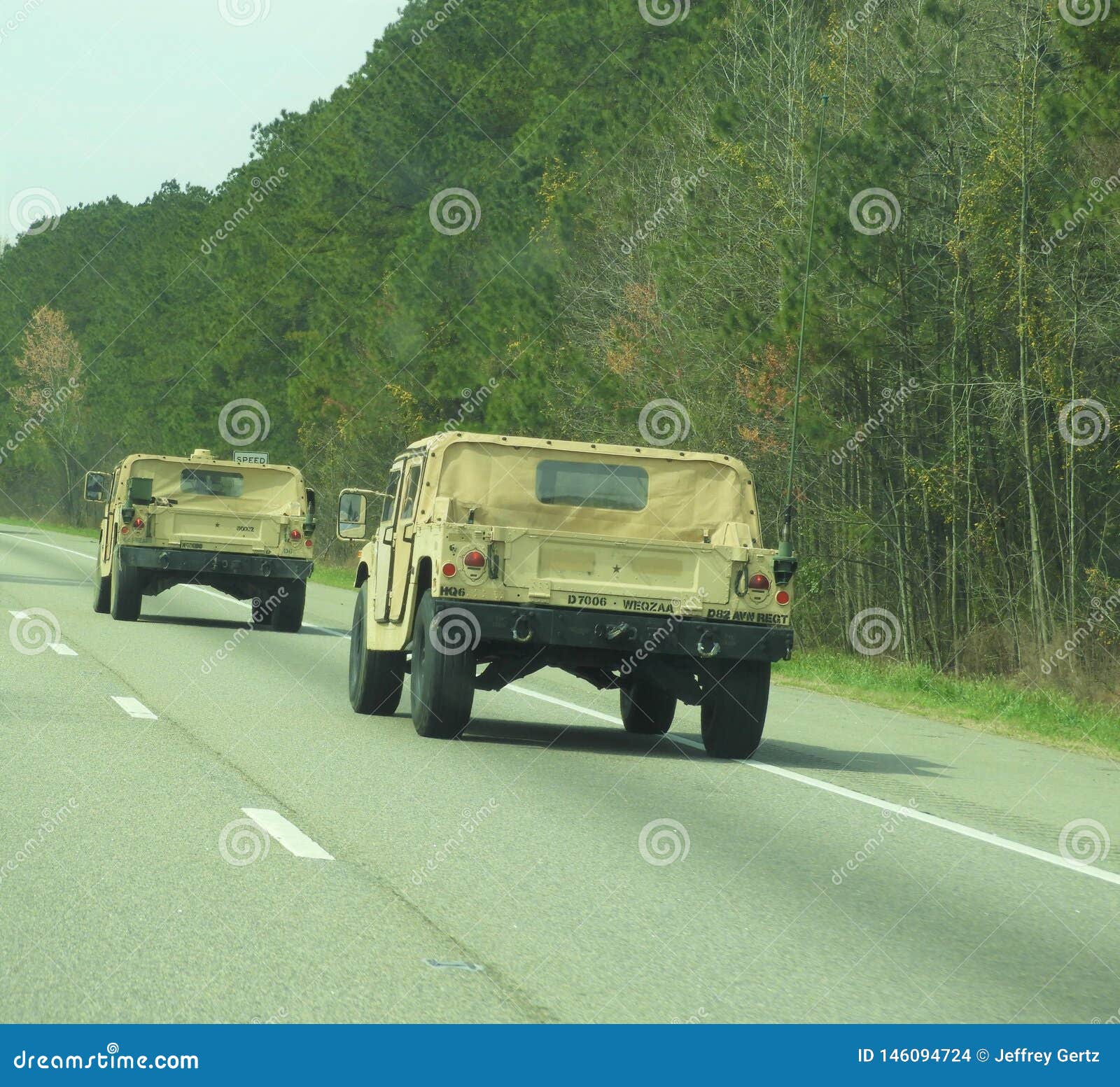 Army Hummers Driving Down the Interstate Editorial Stock Image - Image ...