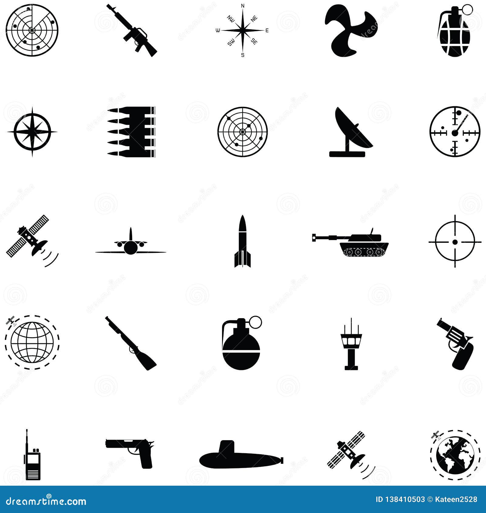 Army icon set stock vector. Illustration of grenade - 138410503