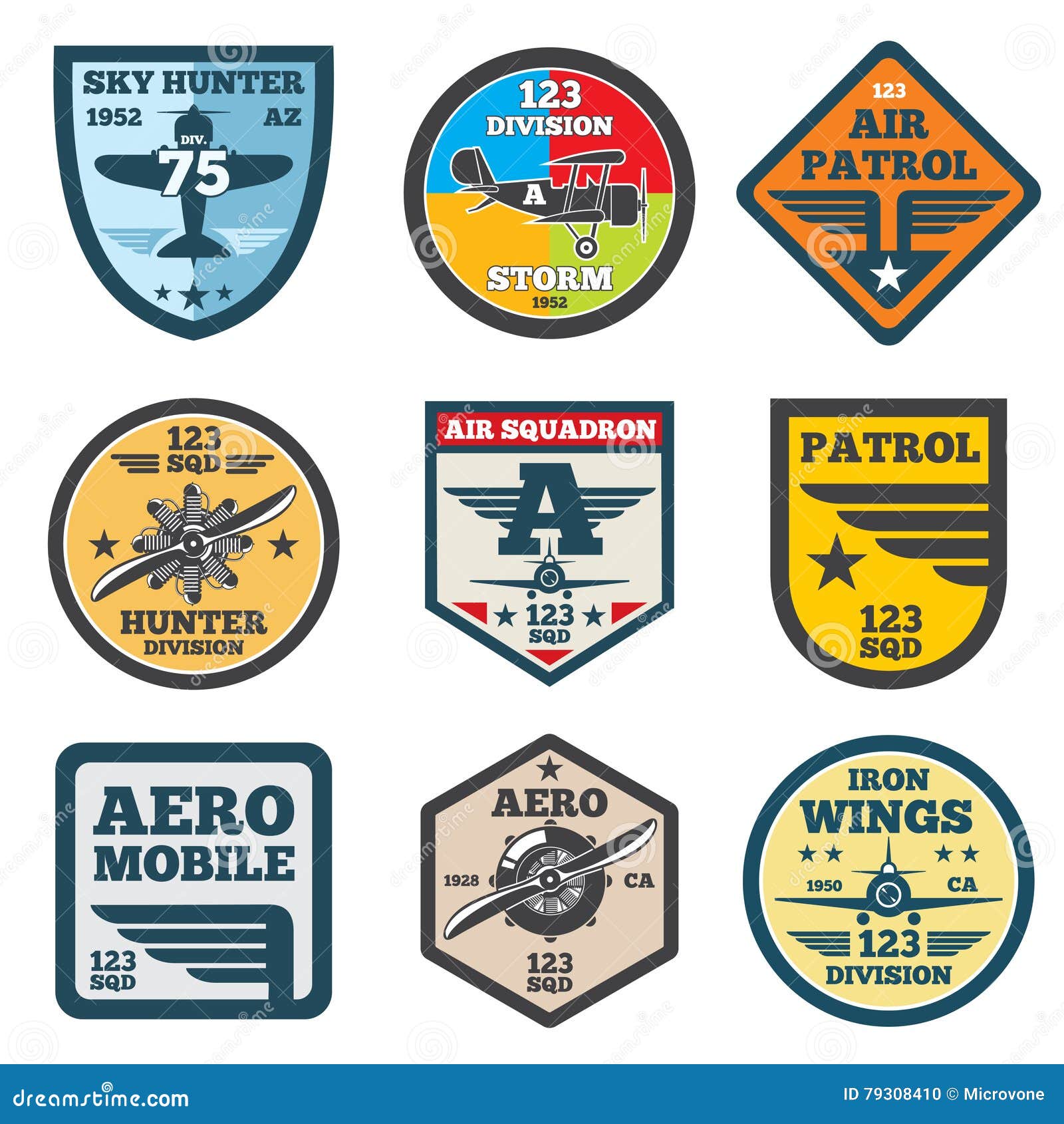 Air Force Labels. Vintage Army Badges Military Symbols Eagle Wings And ...