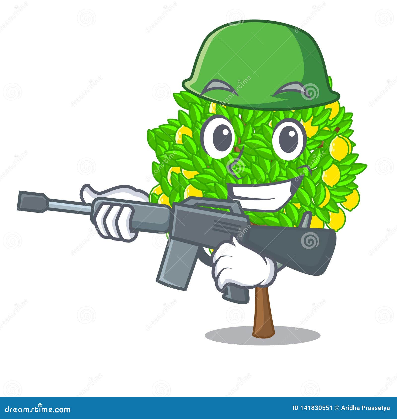 Army Lemon Tree in the Cartoon Shape Stock Vector - Illustration of ...