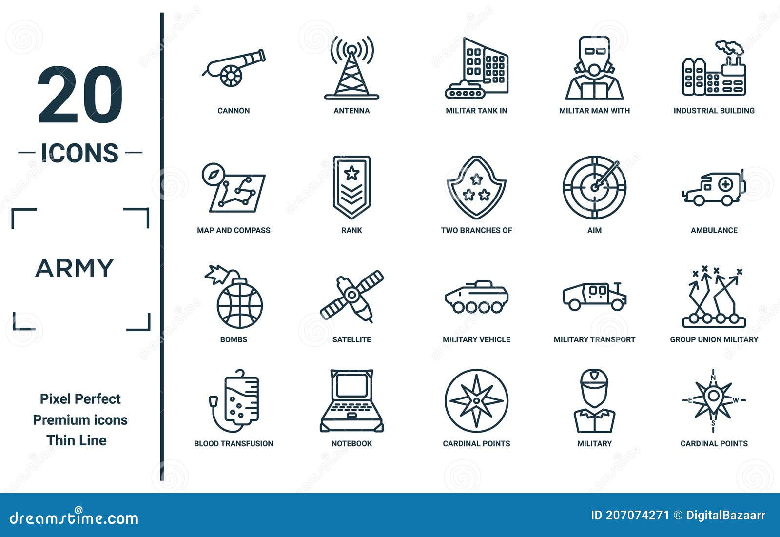 Army.and.war Linear Icon Set. Includes Thin Line Condecoration ... Army.and.war Linear Icon Set. Includes Thin Line Condecoration ...