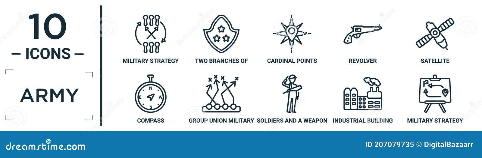 Army.and.war Linear Icon Set. Includes Thin Line Condecoration ... Army.and.war Linear Icon Set. Includes Thin Line Condecoration ...