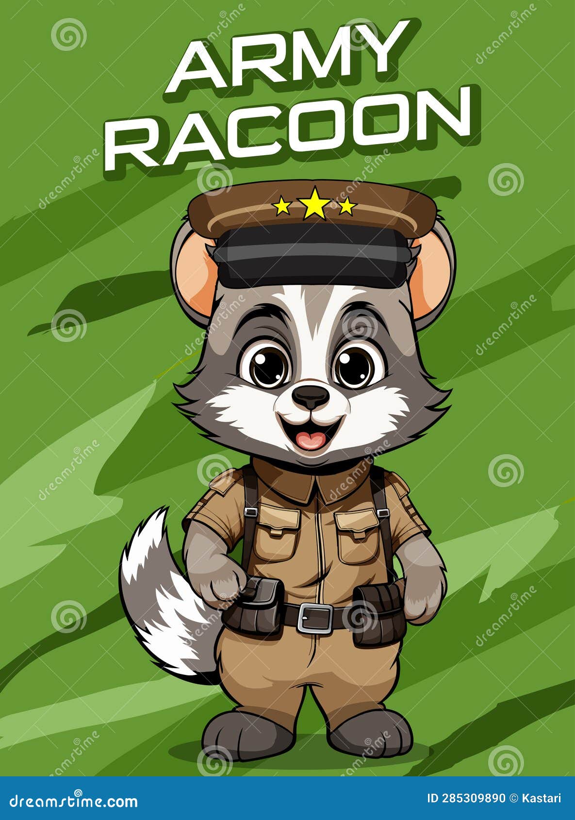 Vector Illustration, Army Racoon, Animal Clipart Stock Vector ...