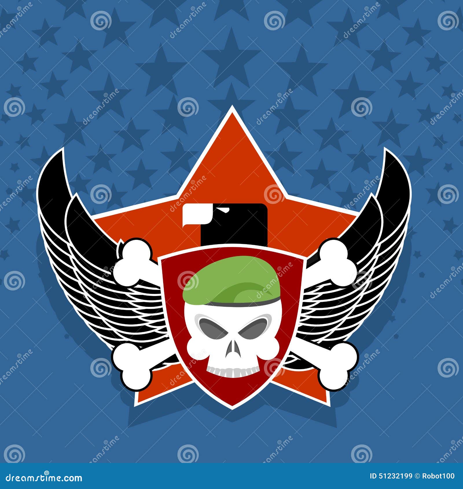 Army Logo Skull. Soldiers Badge. Military Emblem. Wings And Weapons ...