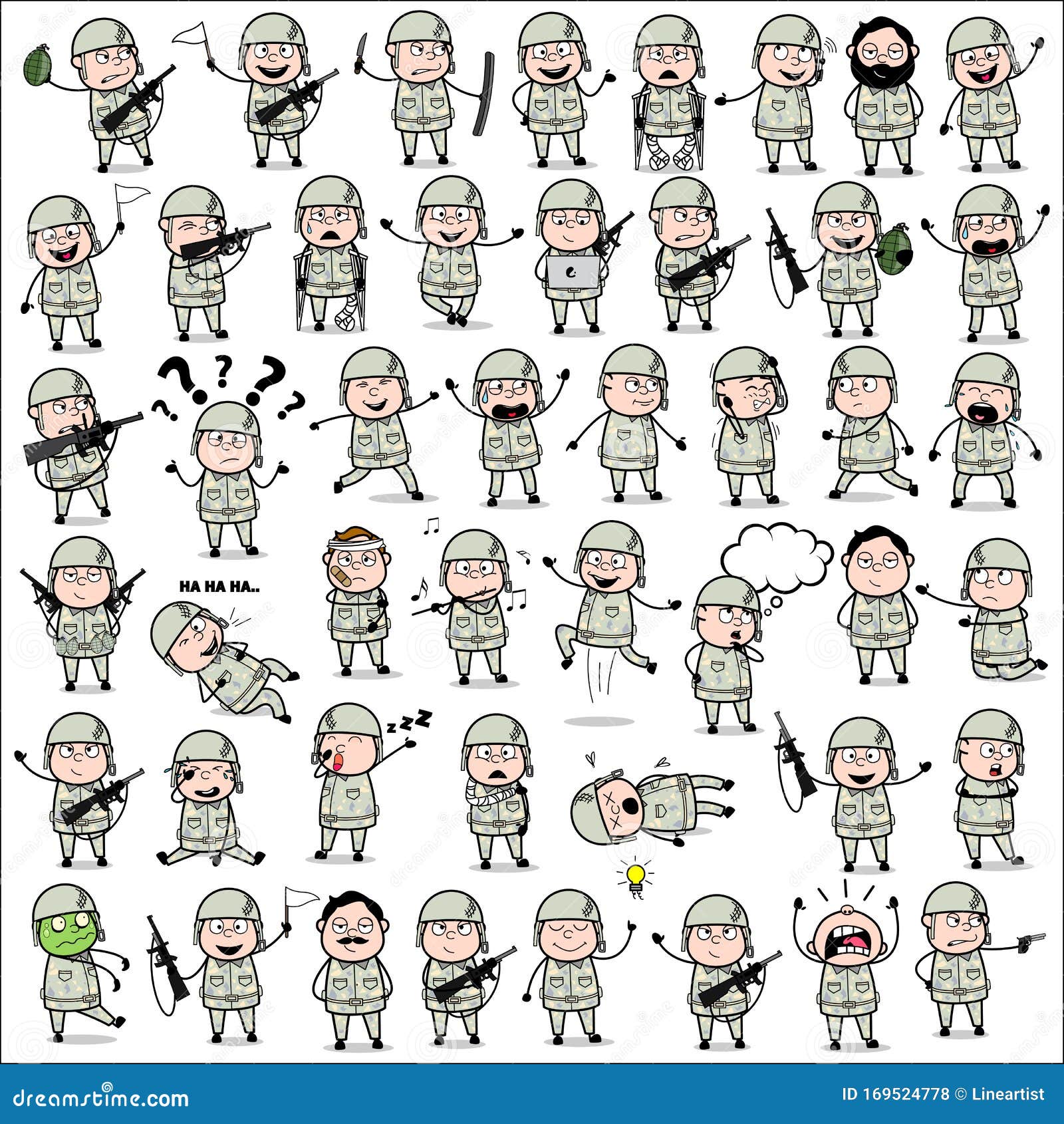 Army Man Poses - Set of Concepts Vector Illustrations Stock ...