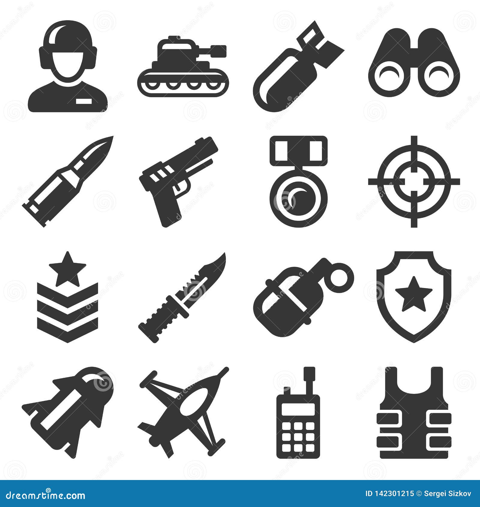 Army, Military and War Icons Set. Vector Stock Vector - Illustration of ...