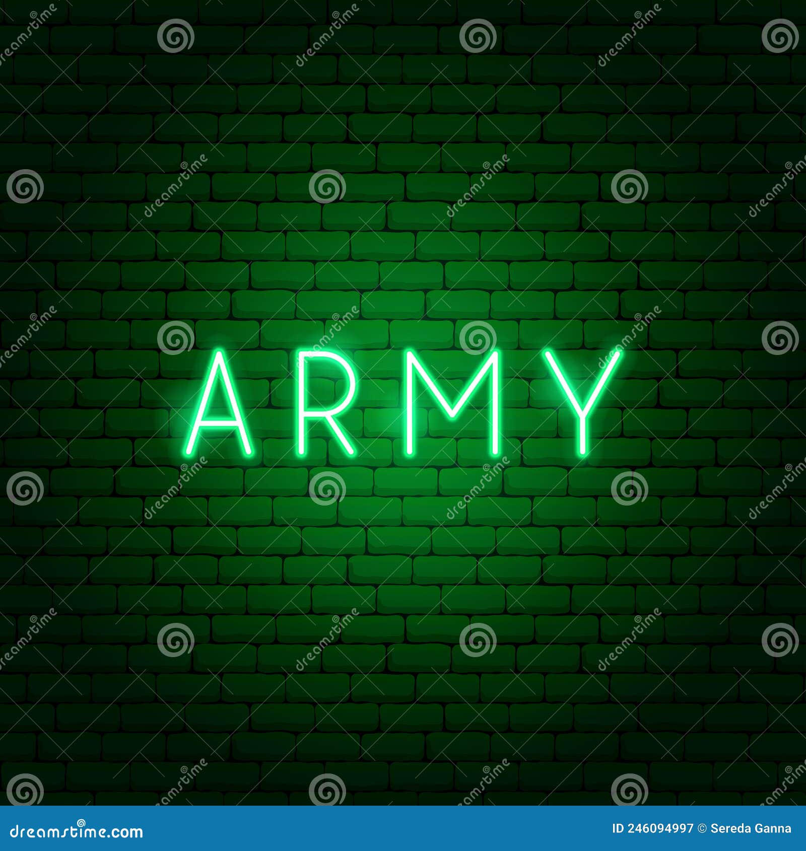 Army Neon Text stock vector. Illustration of vector - 246094997