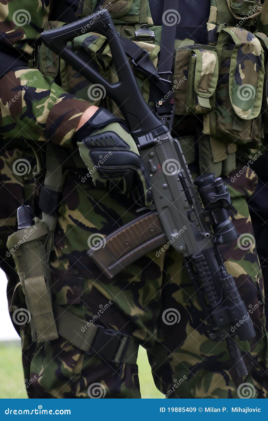 Army and Police Combat Uniform with Autorifle Stock Image - Image of ...