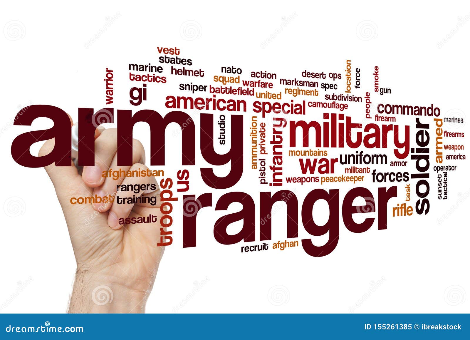 Army ranger word cloud stock image. Image of regiment - 155261385