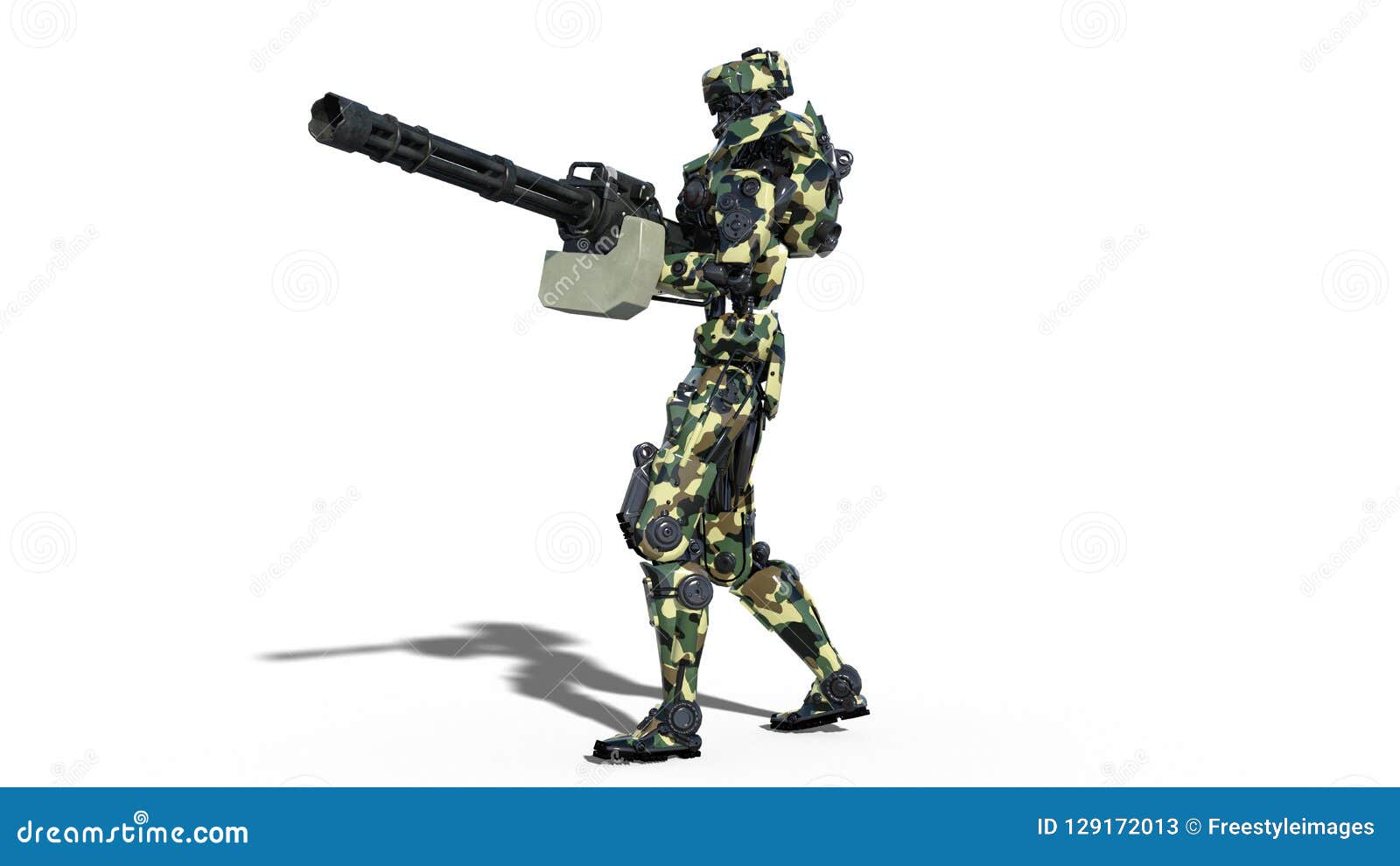 Army Robot, Armed Forces Cyborg, Military Android Soldier Shooting ...