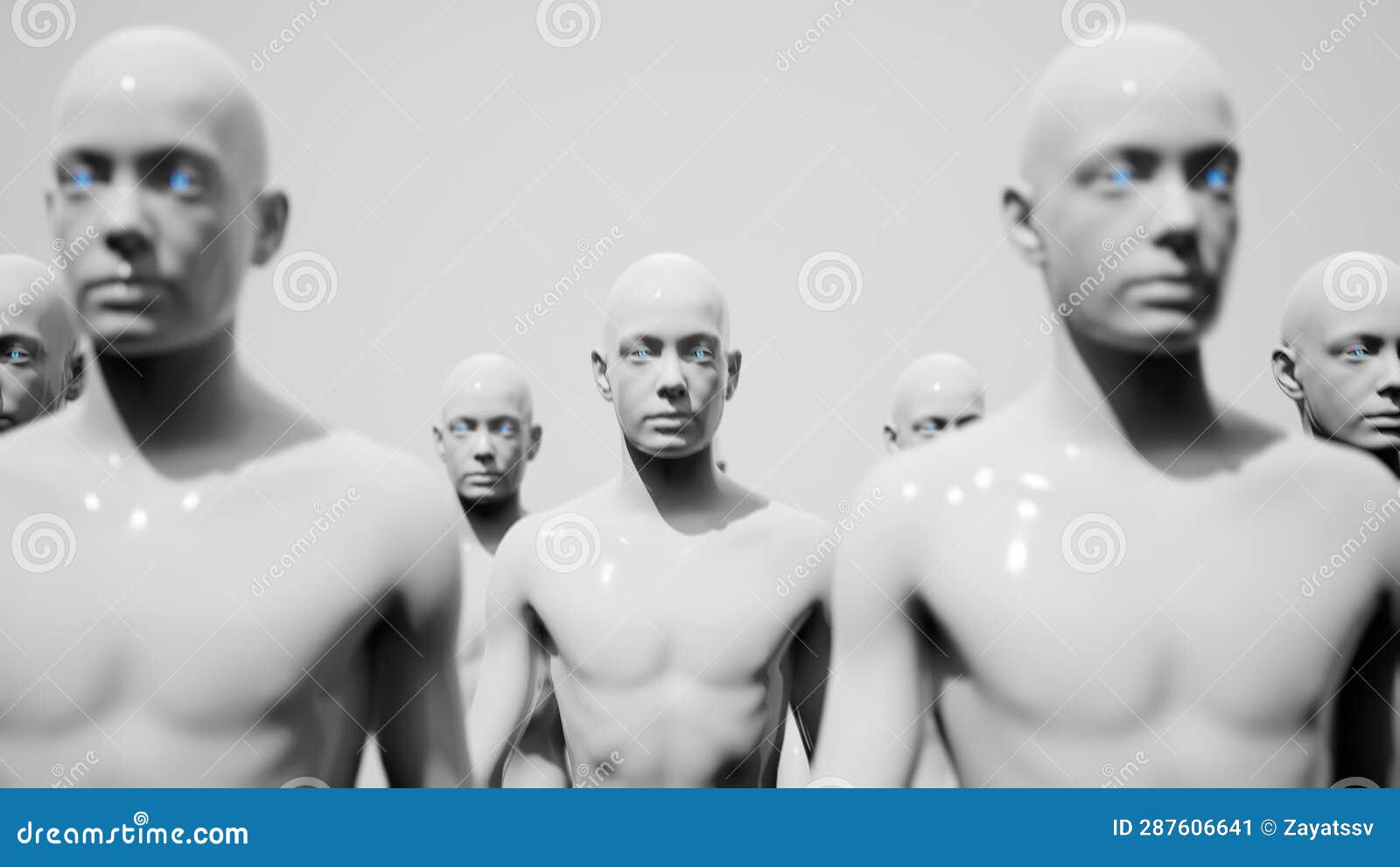Army of Robots. a Crowd of Cyborg Workers Marching in Formation Stock ...