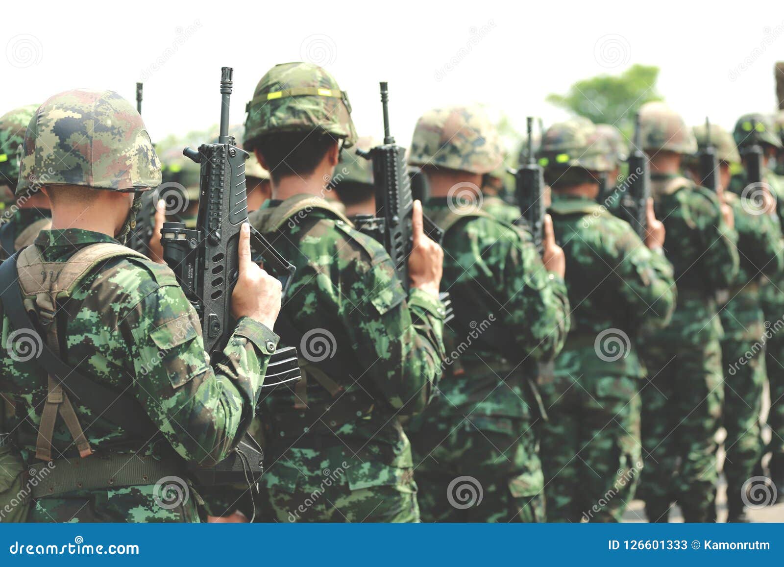 Army in row with weapon editorial stock photo. Image of long - 126601333