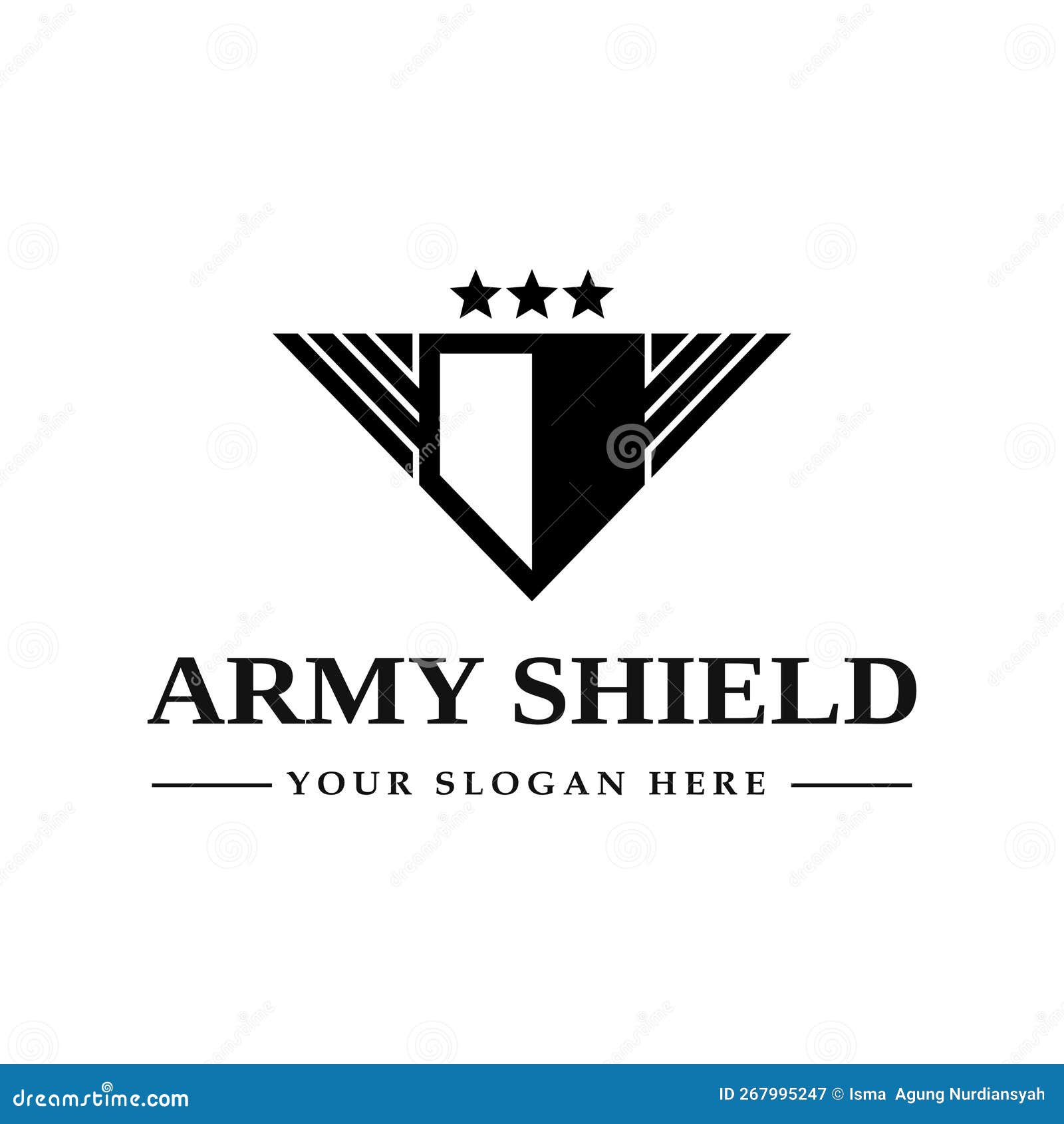 Army Shield Vector Template Logo. High Quality Design with Wing or Star ...