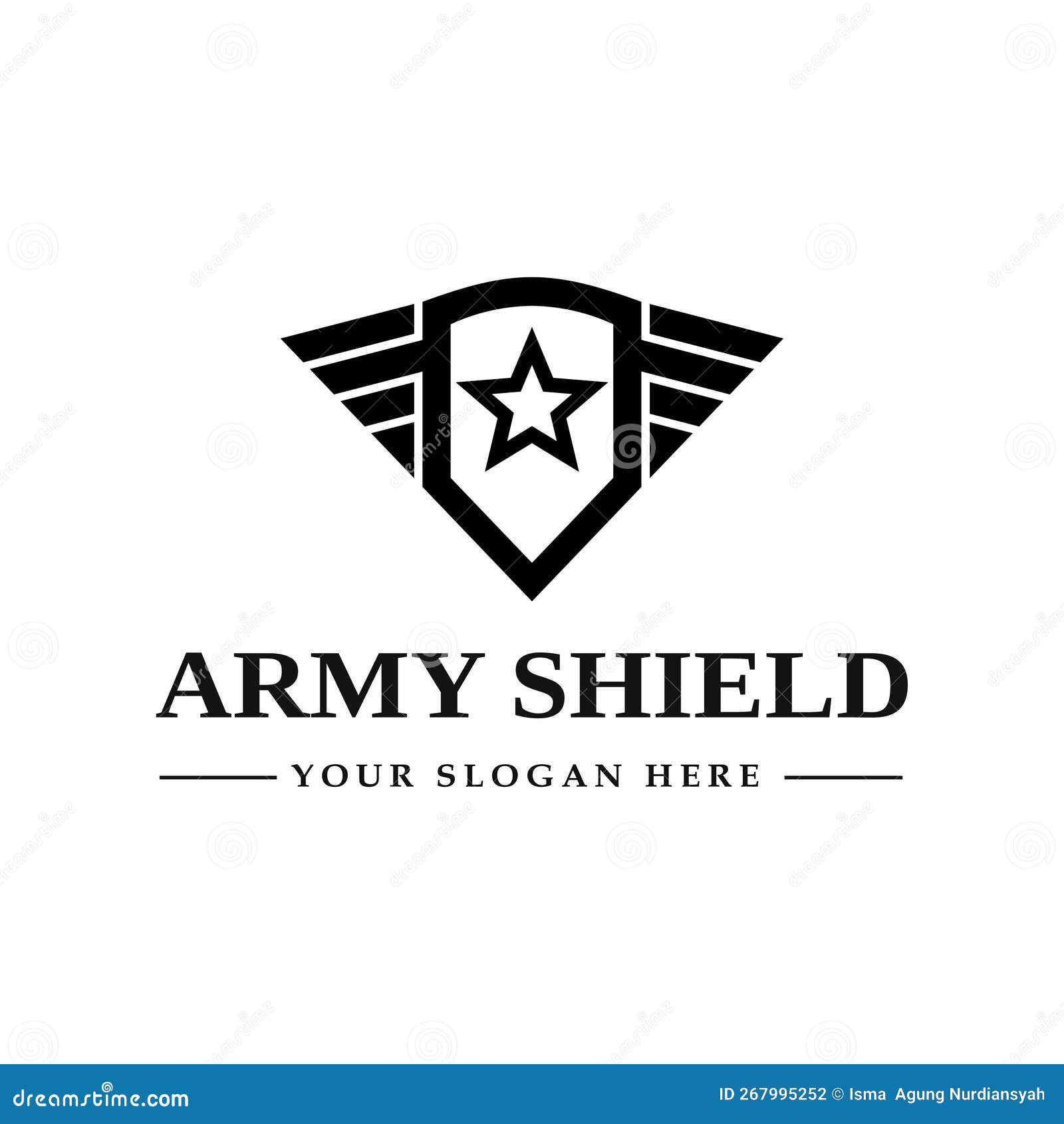 Army Shield Vector Template Logo. High Quality Design with Wing or Star ...